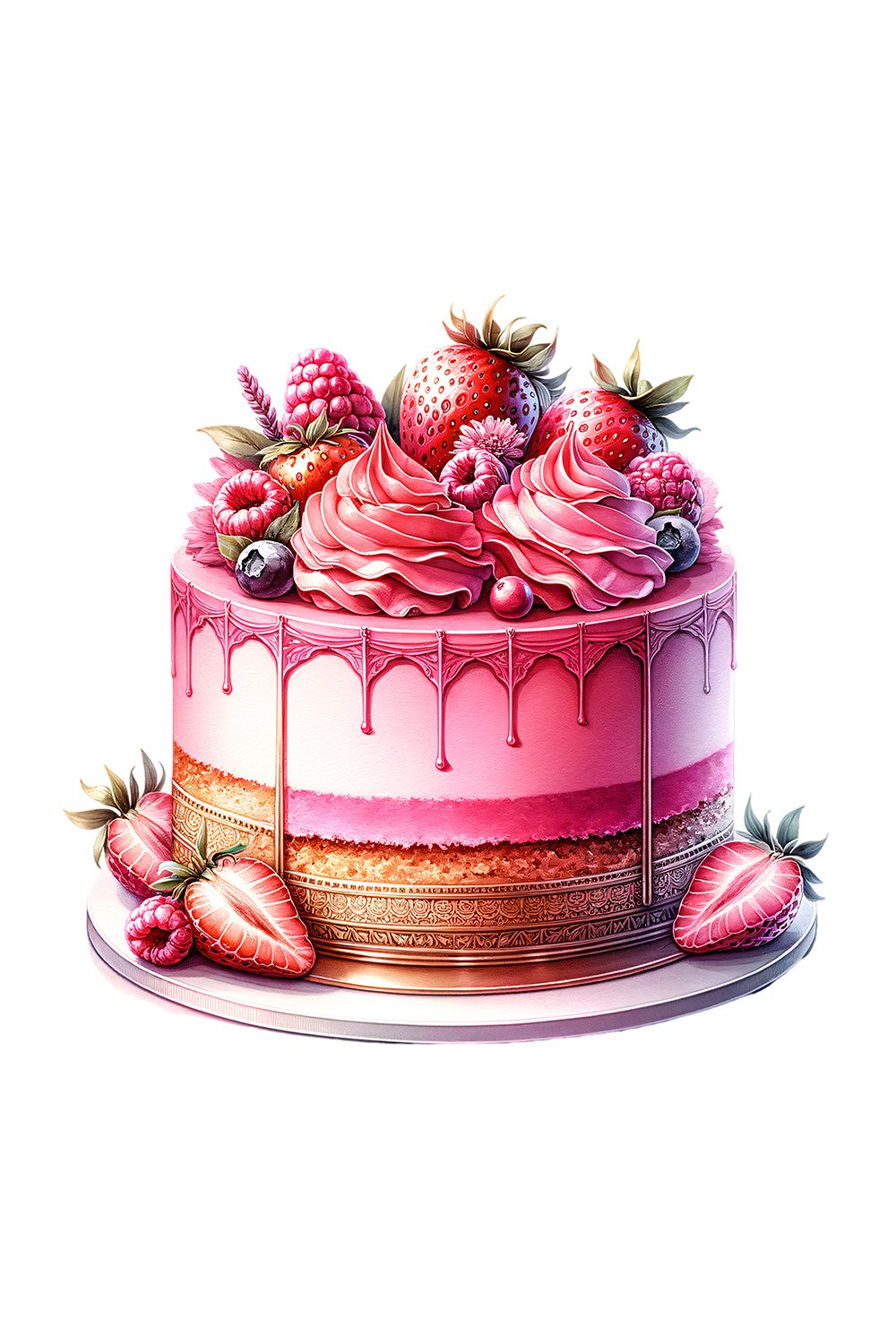 Pink Cake Clipart, Birthday or Wedding Clipart (3753728)