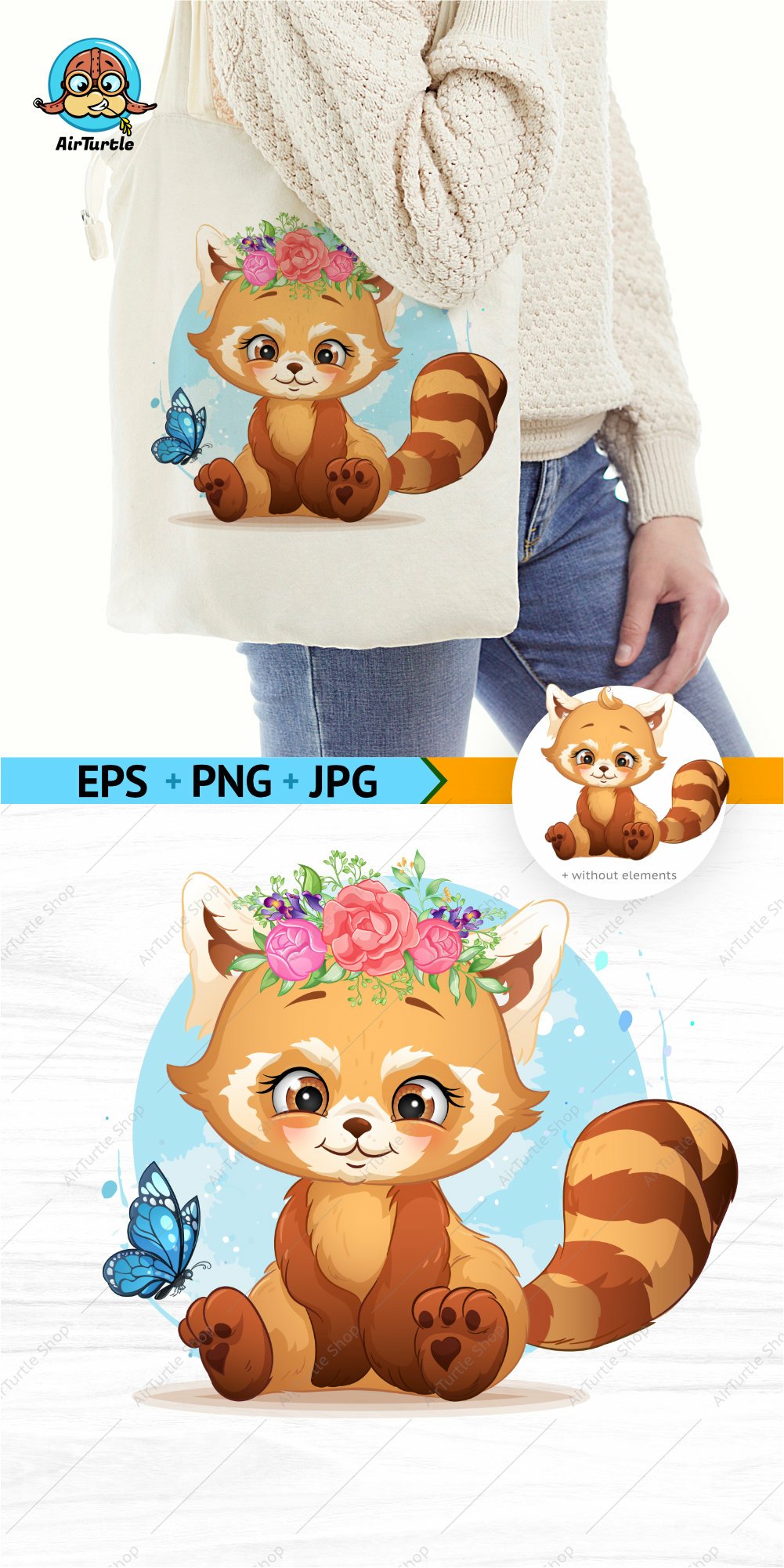 Red Panda Cartoon Clipart | Woodland Animal Clipart PNG