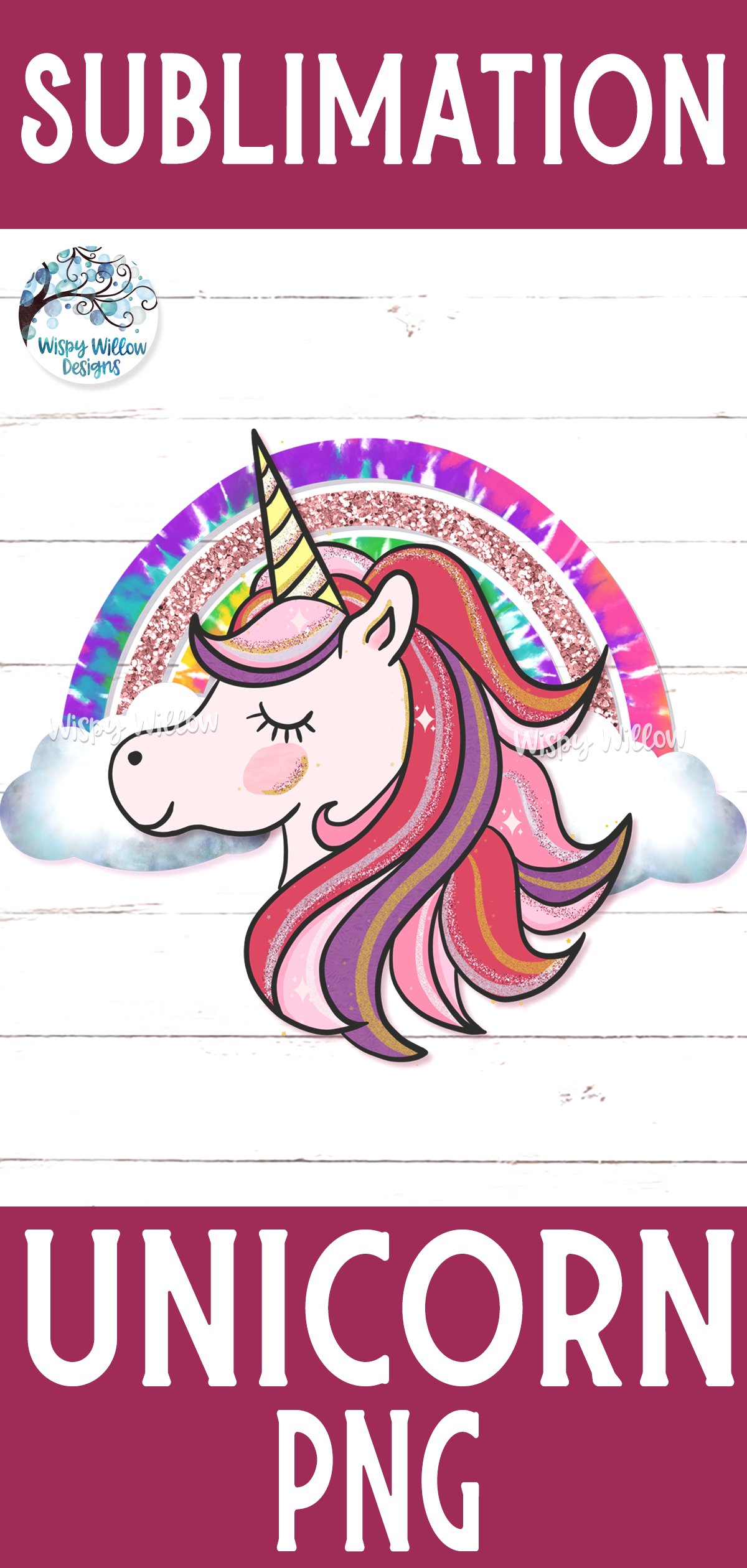 Unicorn and Rainbow Sublimation PNG