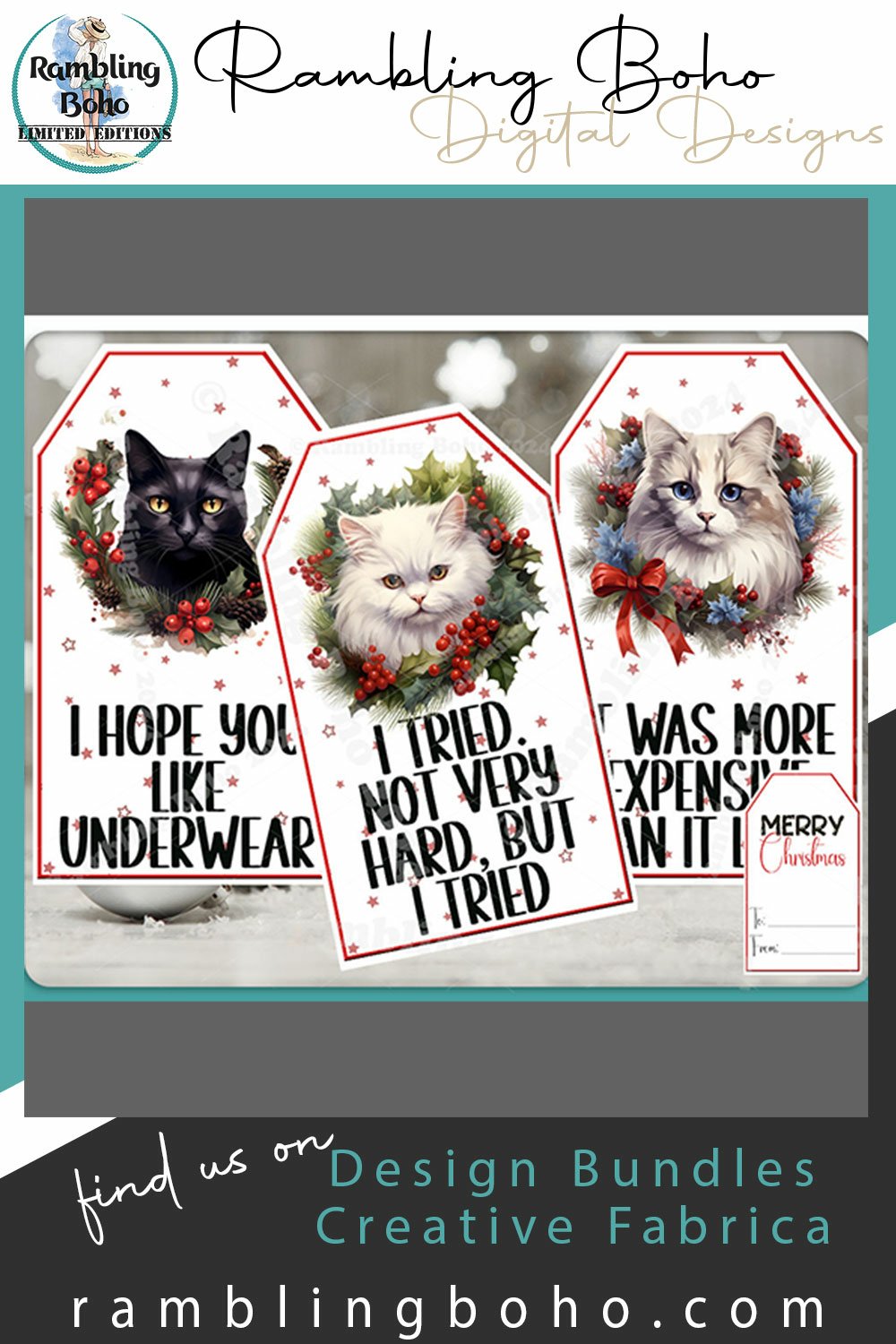 Christmas Holiday Cat Gift Tag Bundle 2