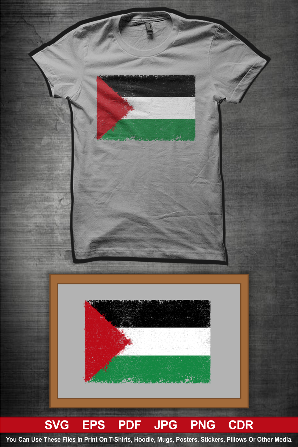 Palestine Flag with Distressed