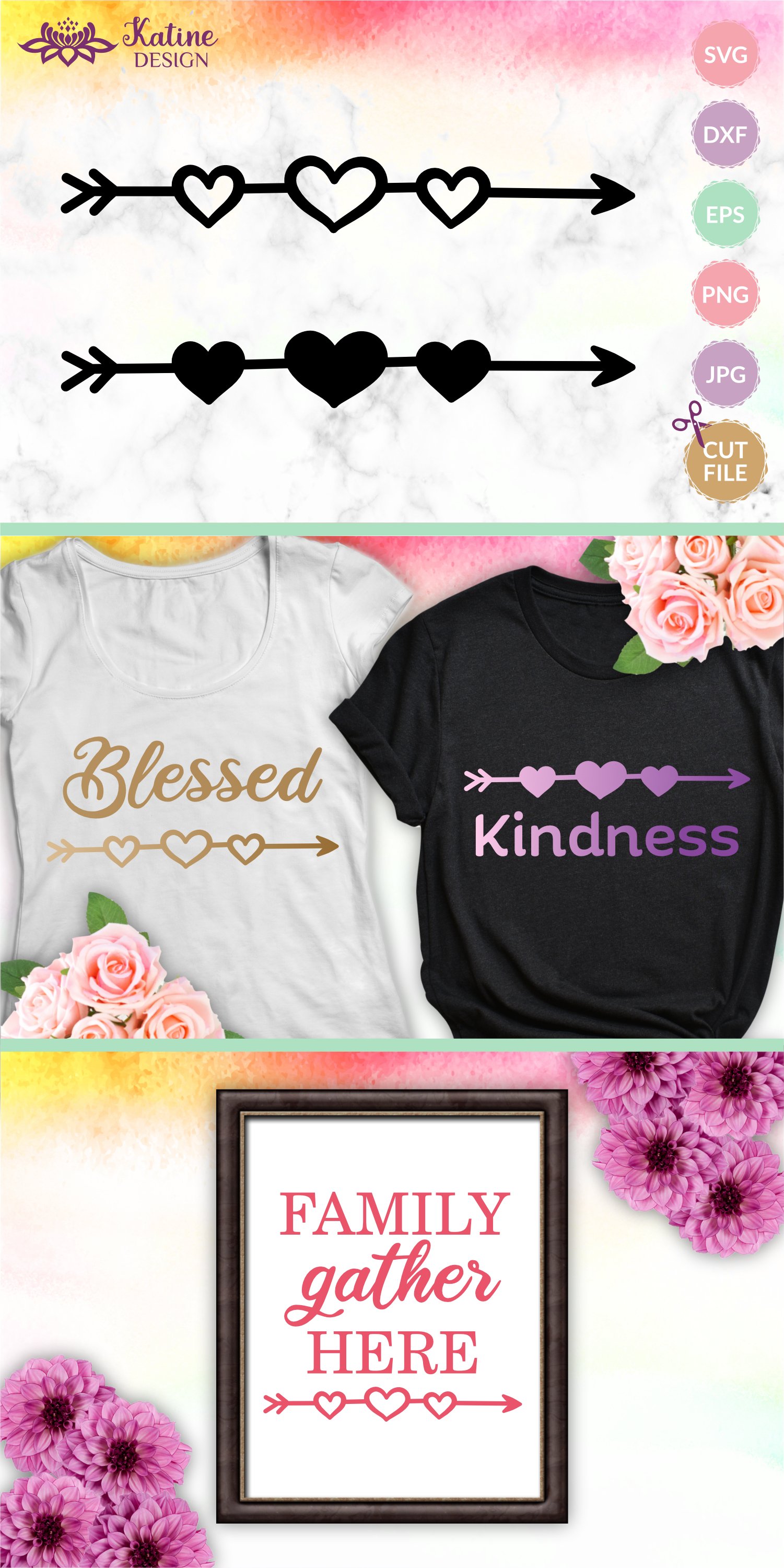 Arrow svg heart divider wedding clipart cut file