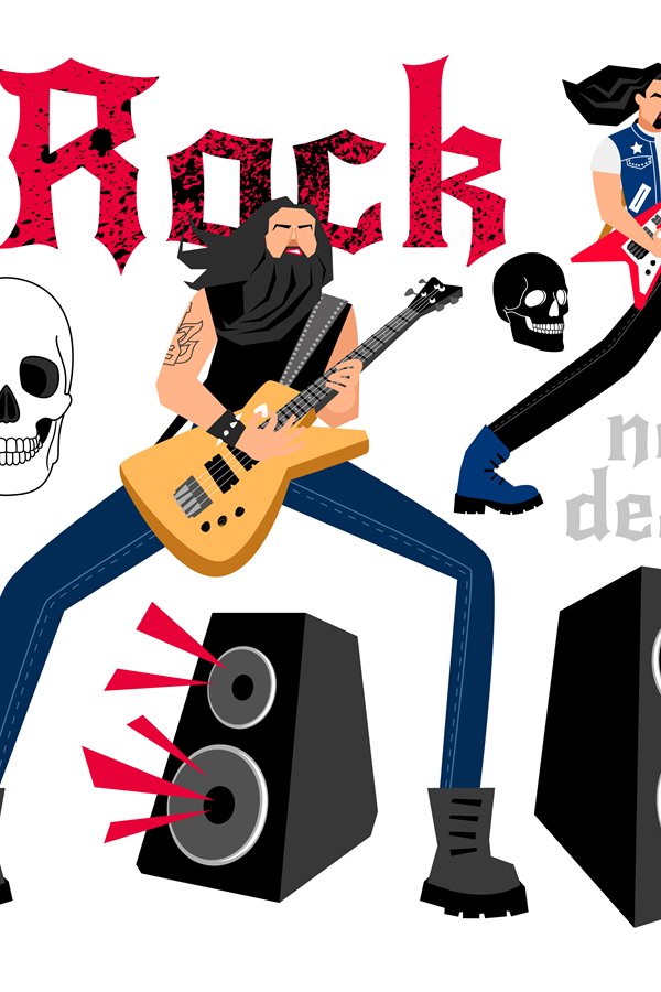 Rockers party cartoon musicians