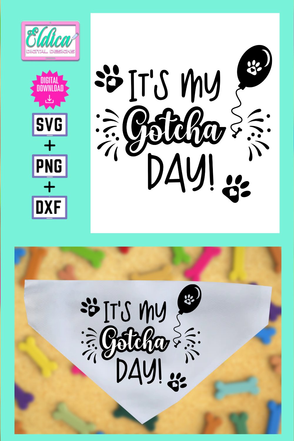 Its my gotcha day, Dog birthday svg, Dog bandana svg