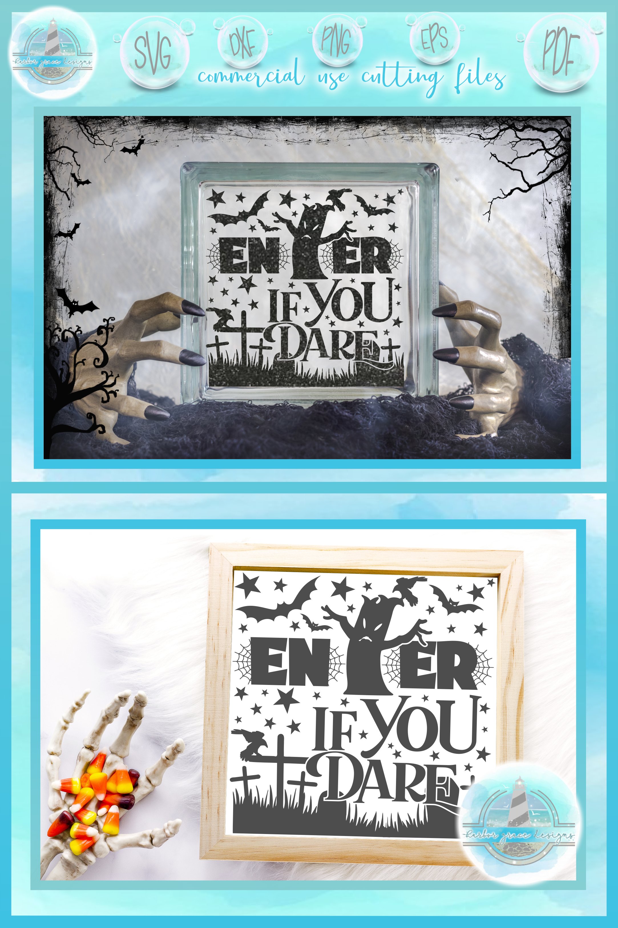 Enter If You Dare Spooky Glass Block SVG | A Halloween SVG