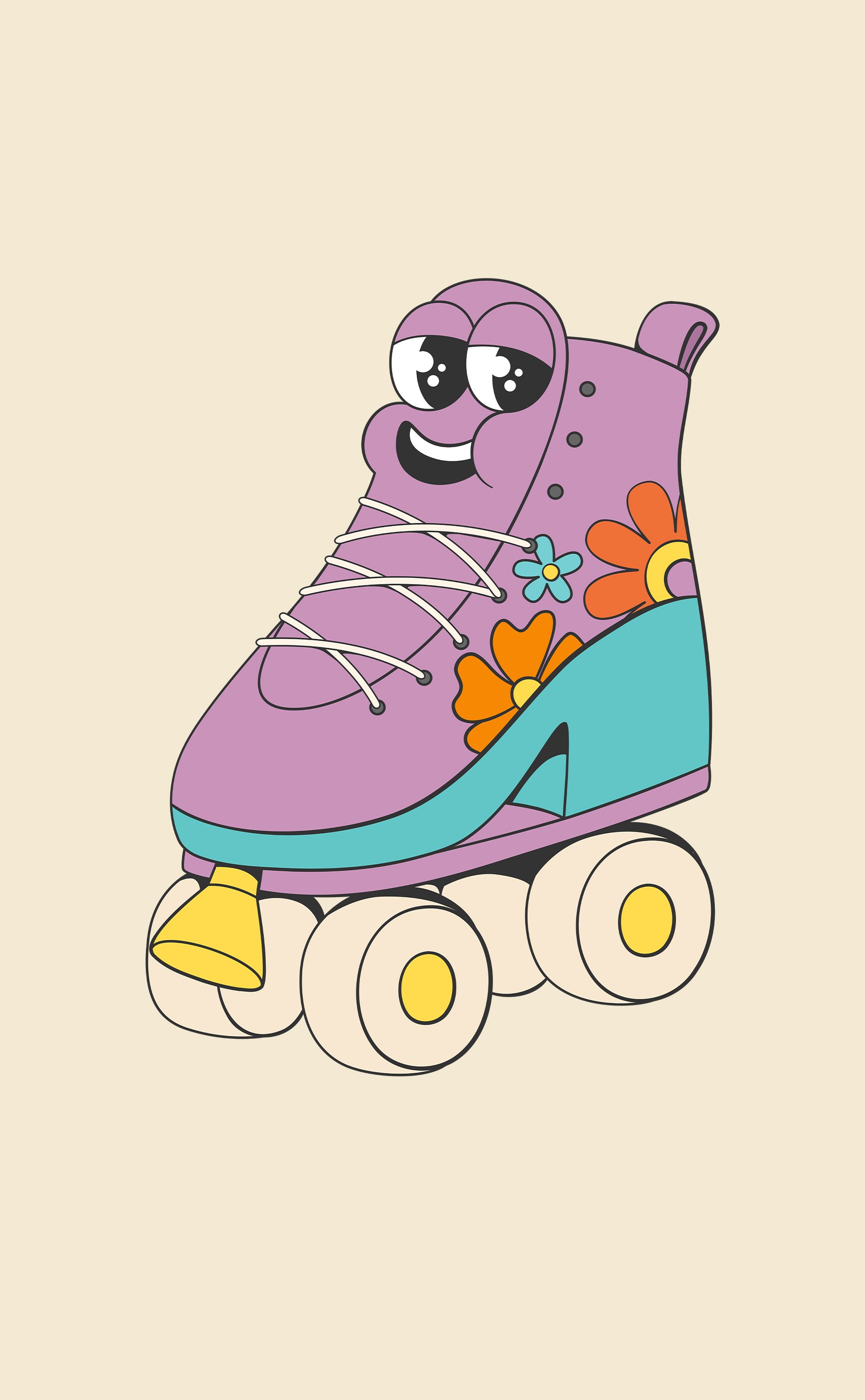 Retro Roller-Skate Groovy Mascot (3639820)