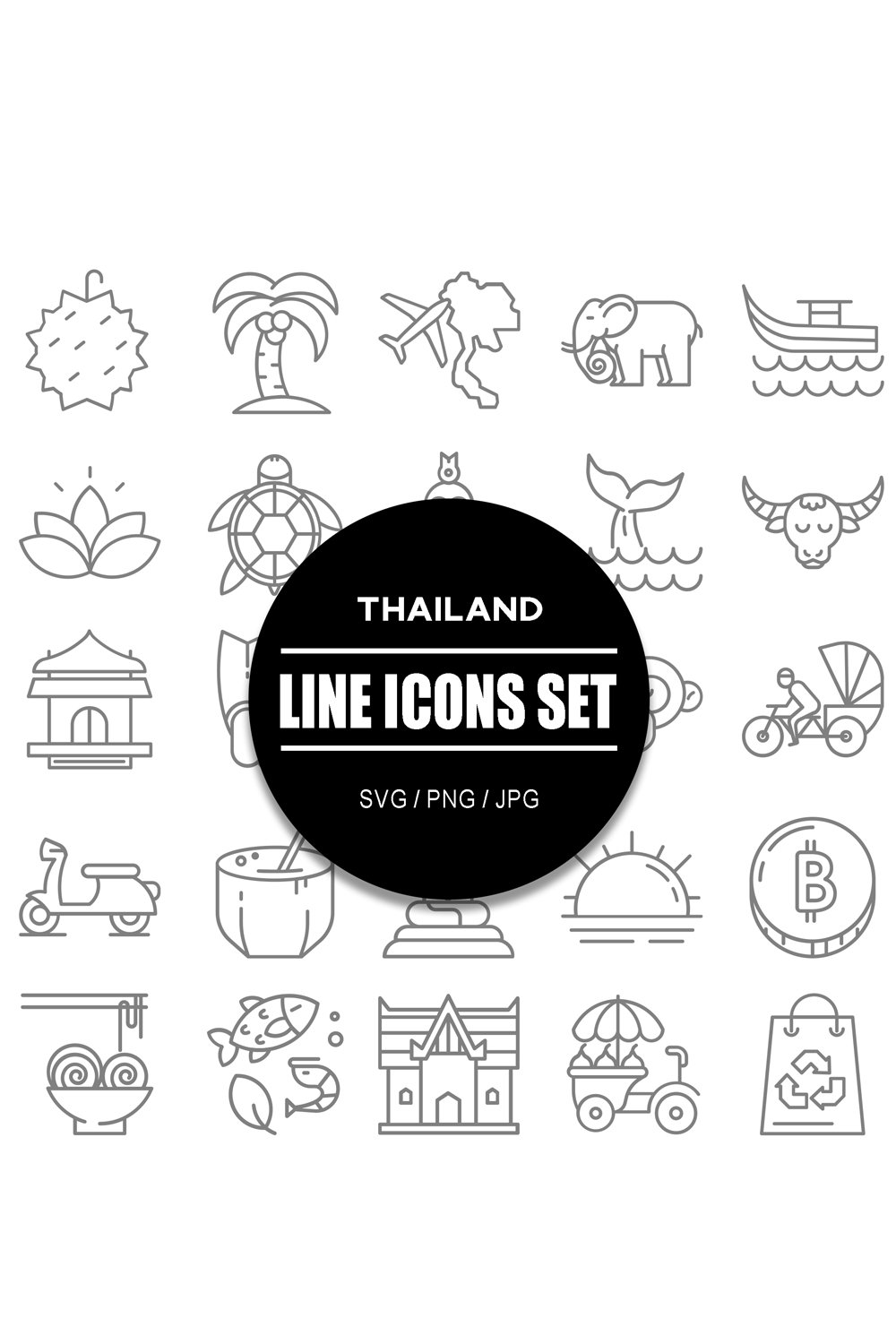 Thailand Line Icon Set