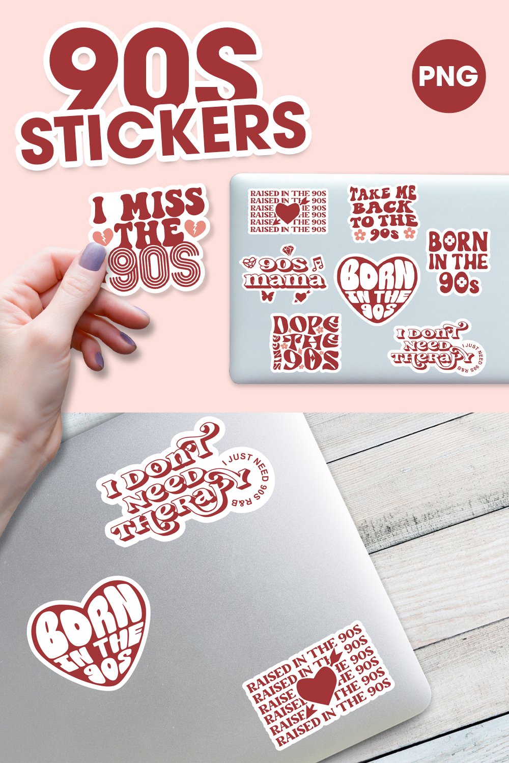 90s SVG Sticker Bundle | Printable laptop stickers