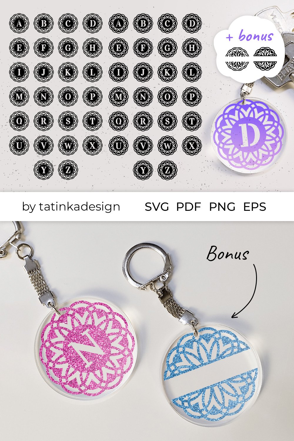 Keychain monogram for cutting, Monogram bundle SVG letter
