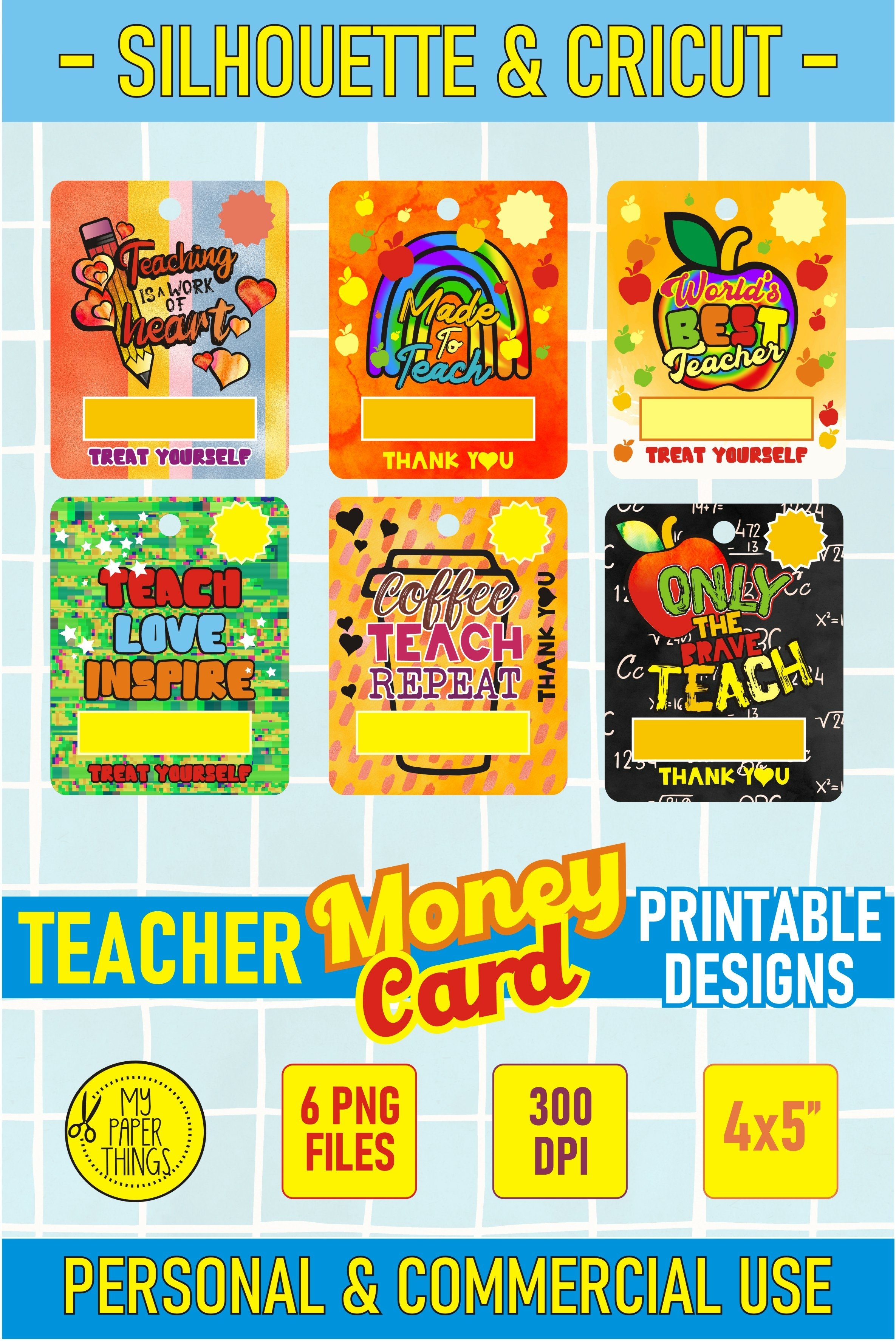 Teacher Money Card PNG Designs Bundle
