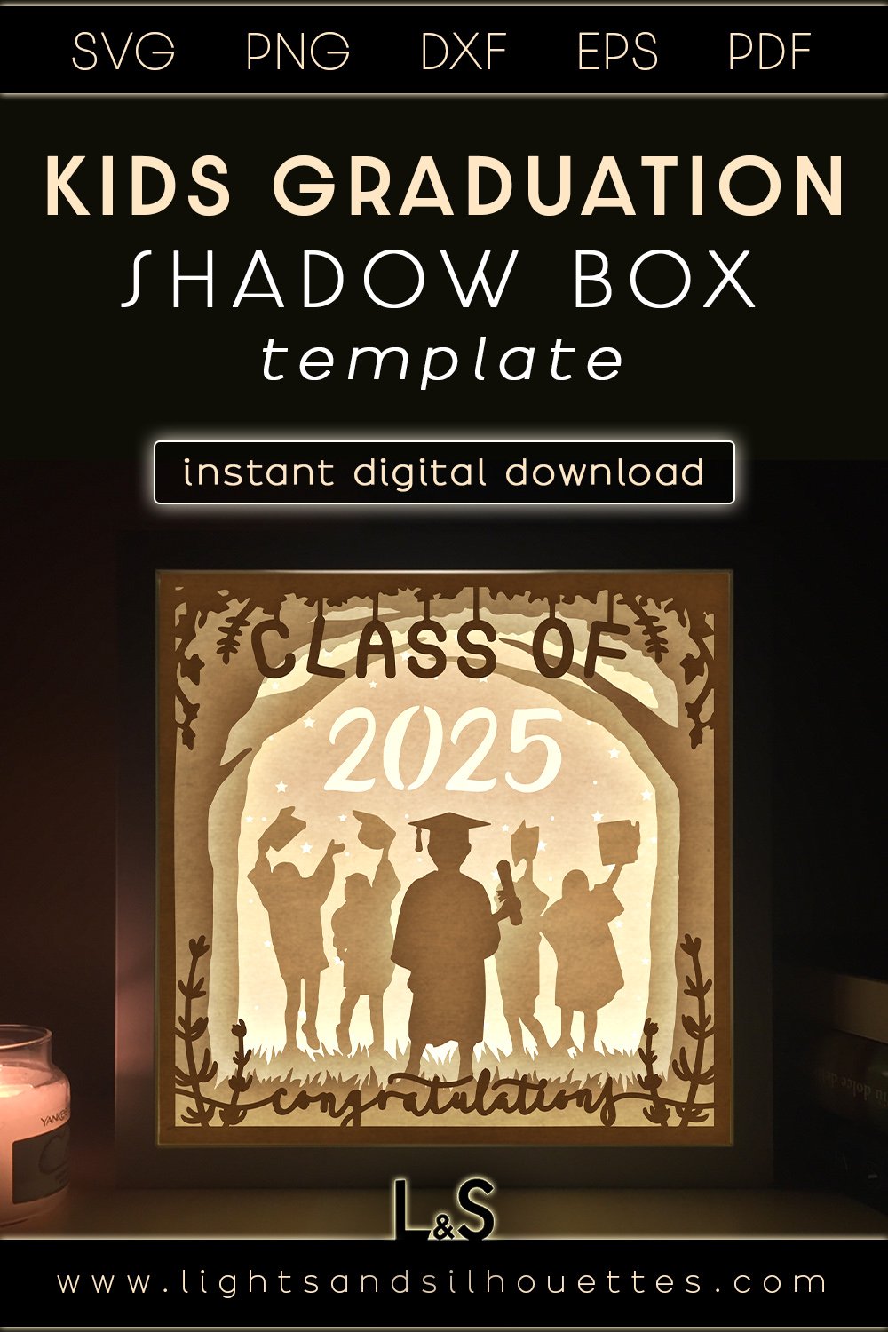Boy Graduate Lightbox Svg | 5th Grade Graduation Shadow Box