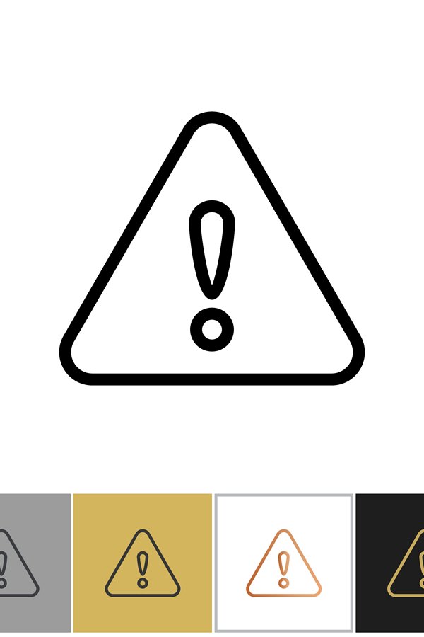 Warning icon, important problem message sign