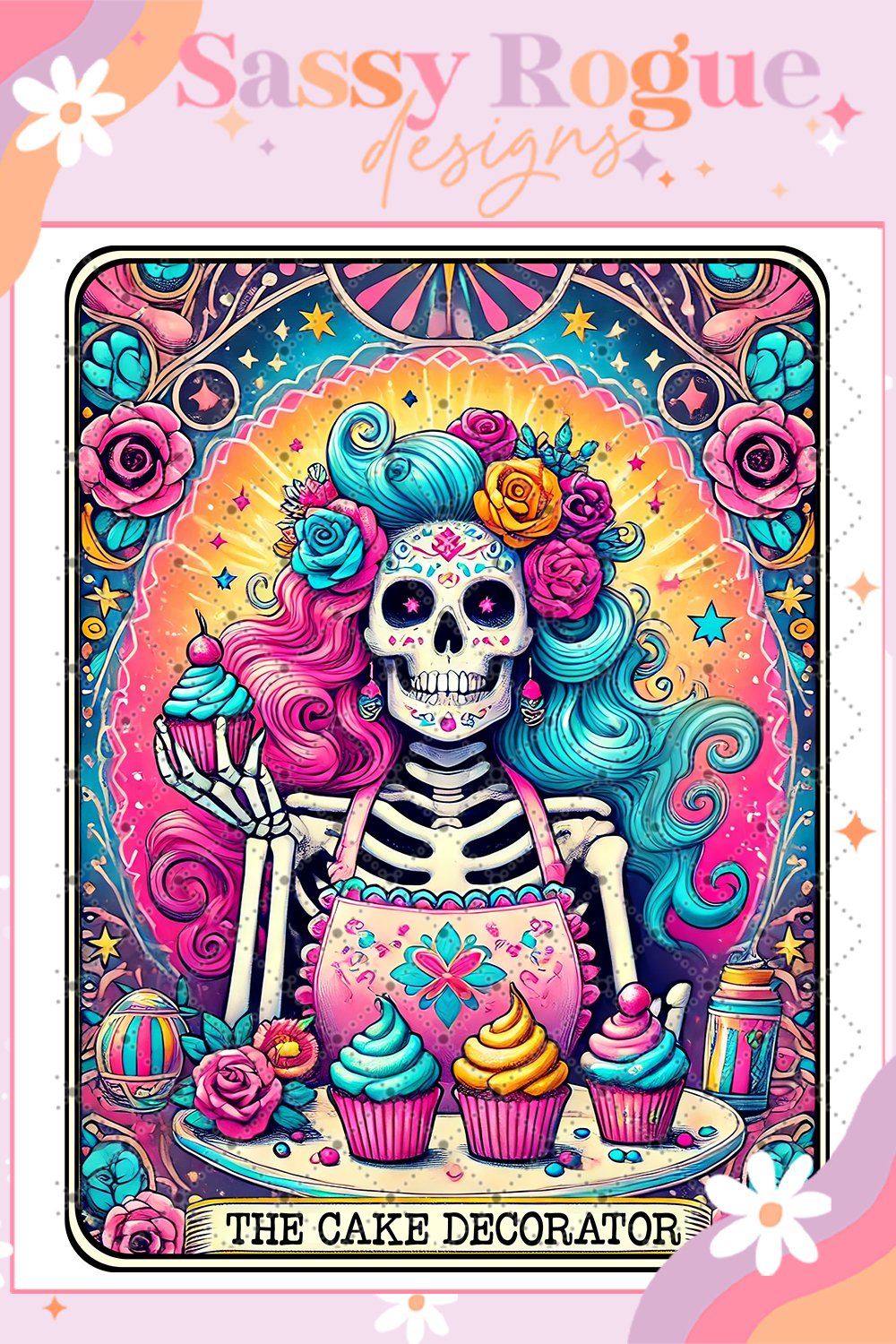 The Cake Decorator Funny Tarot Card Sarcastic Swear Skeleton