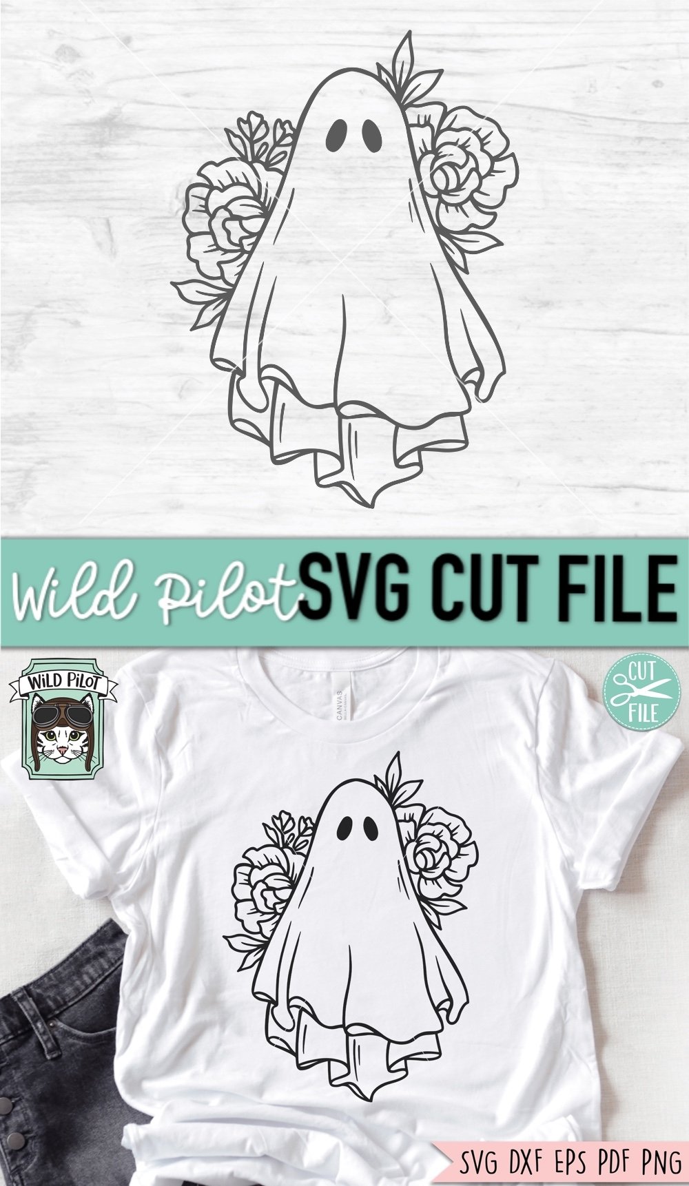 Floral Ghost SVG, Halloween SVG, Flower Ghost SVG, Spooky