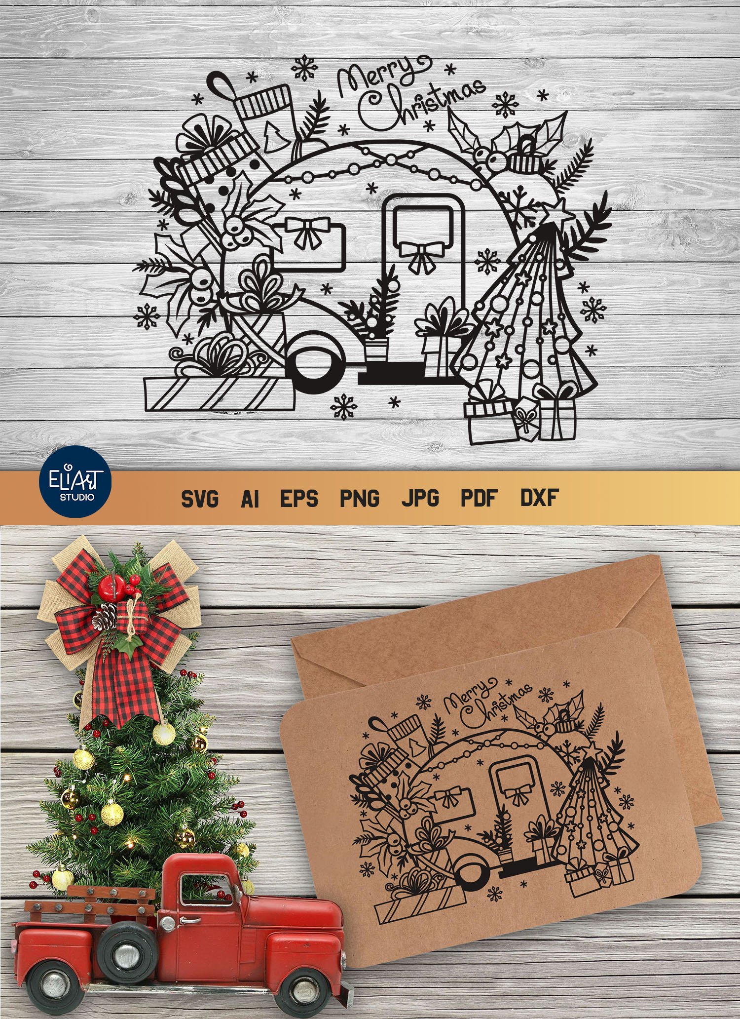 Christmas SVG Camper | Camping SVG | Merry Christmas SVG