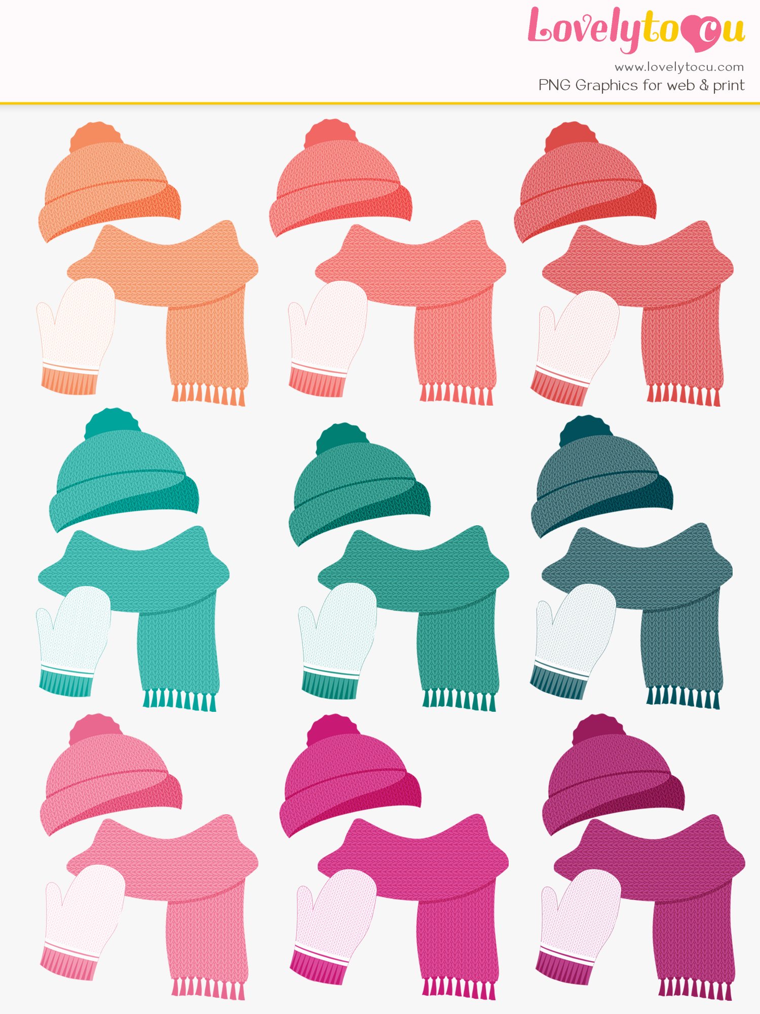 Winter wear accessories clipart set