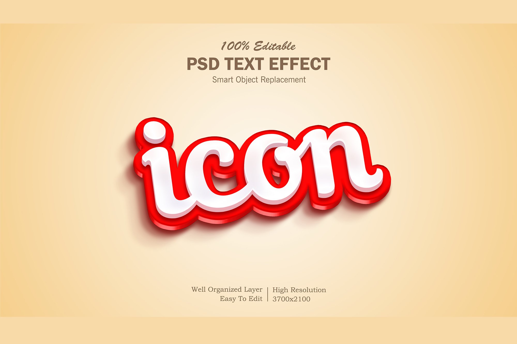 Slanting Red Icon Editable PSD Text Effect