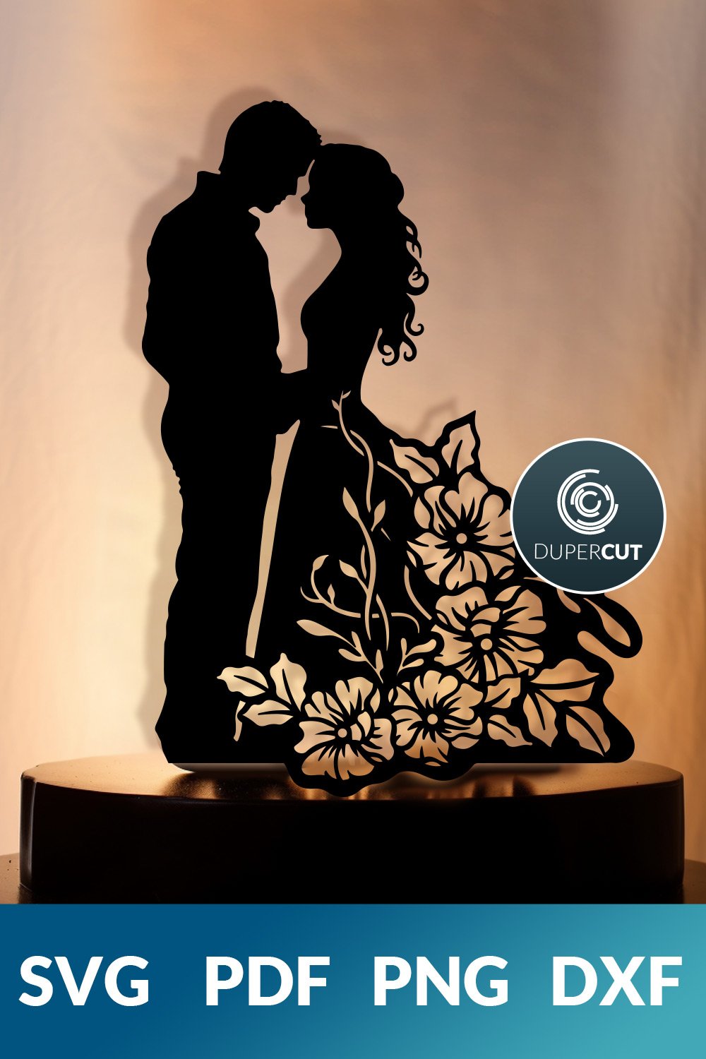 Bride and Groom wedding cake topper - SVG DXF PNG files