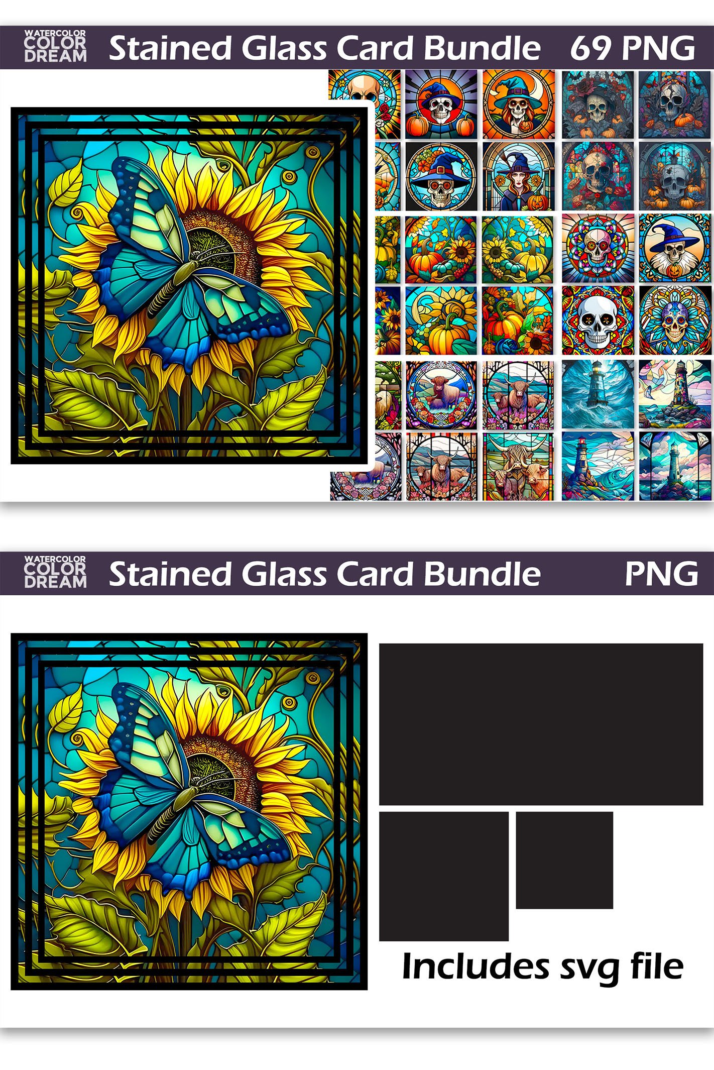 Stained Glass Card PNG | Stained Glass Bundle