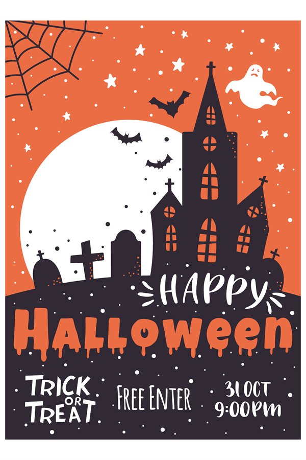 Halloween party posters. Scary pumpkin, haunted house