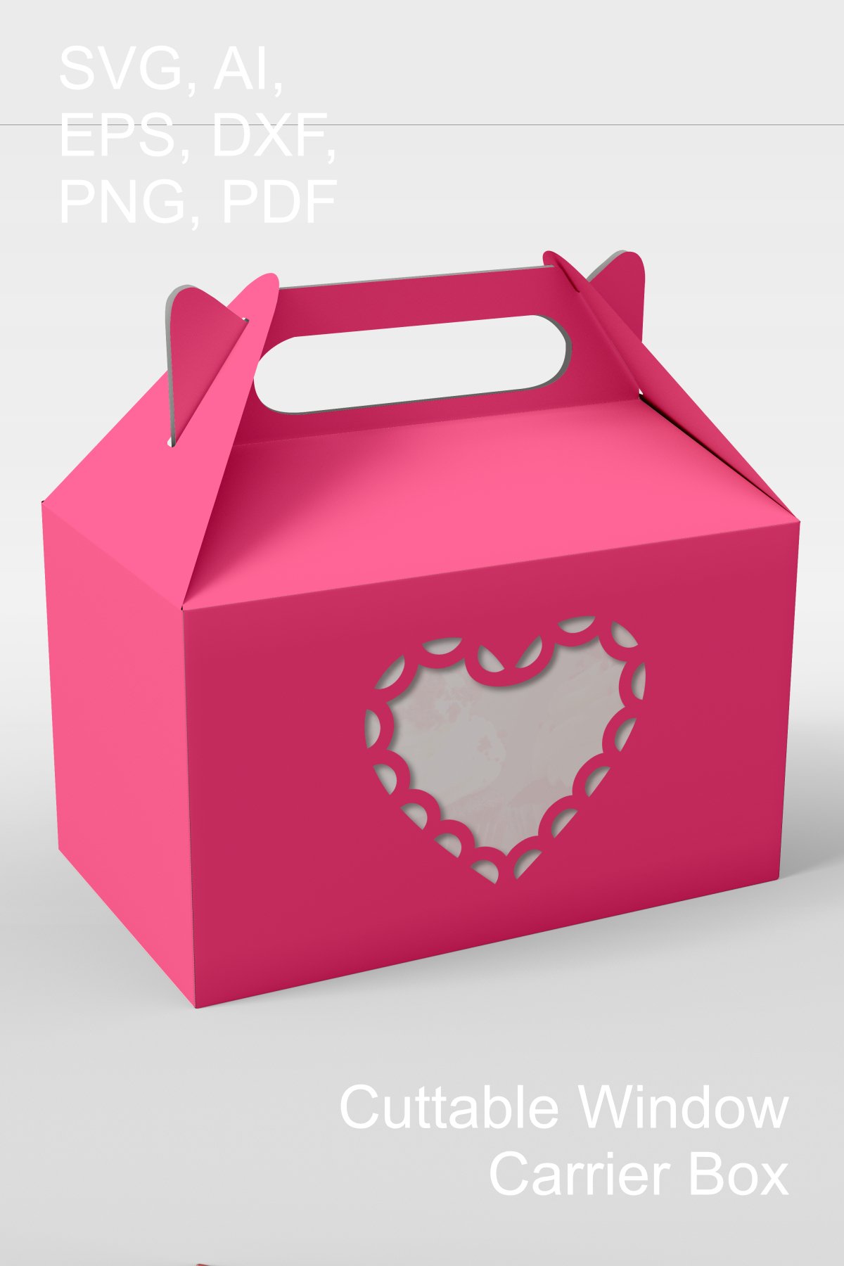 Gable Box with Heart Windows | Gift Box Template SVG