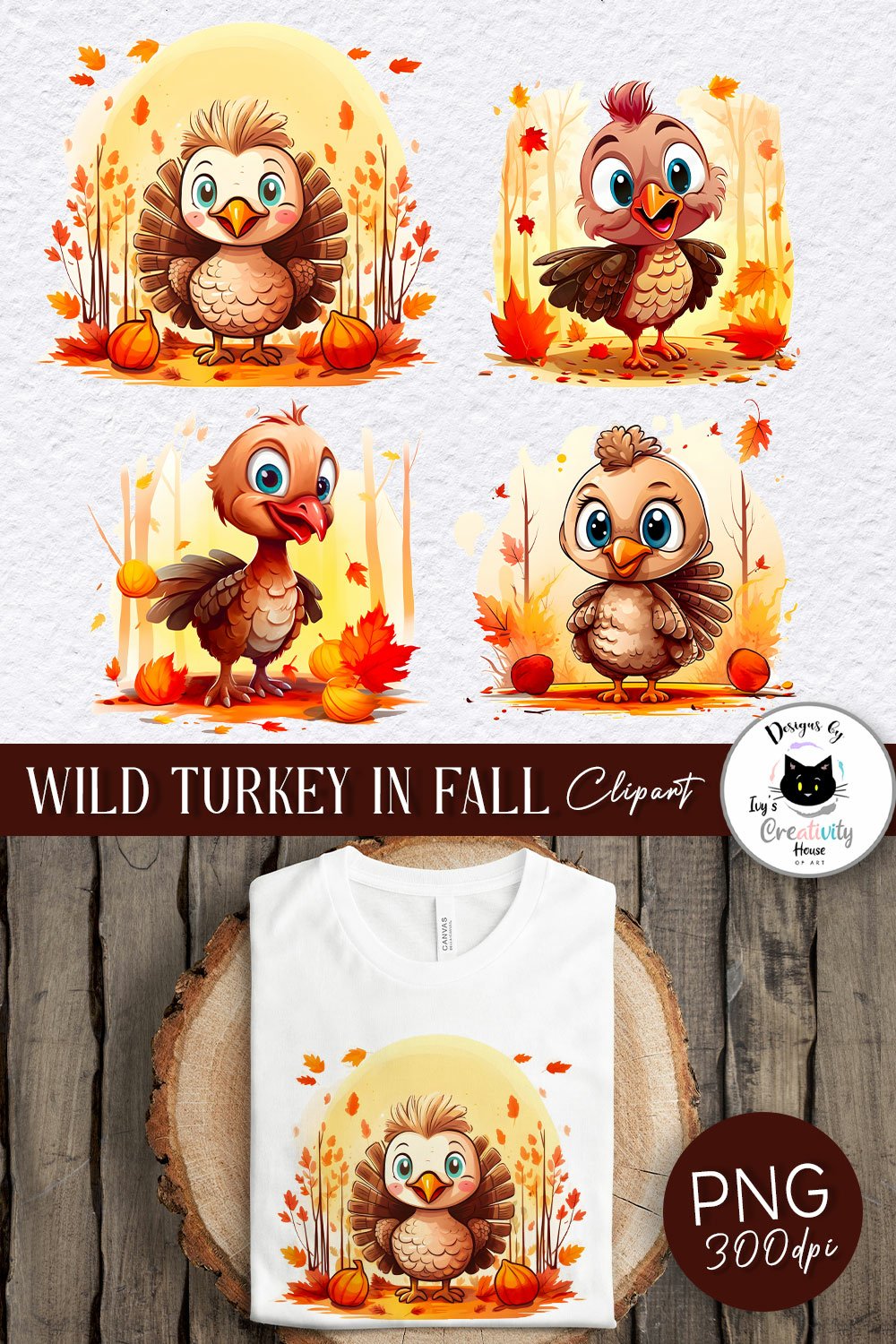 Thanksgiving PNG Designs | Cute Turkey Fall Clipart