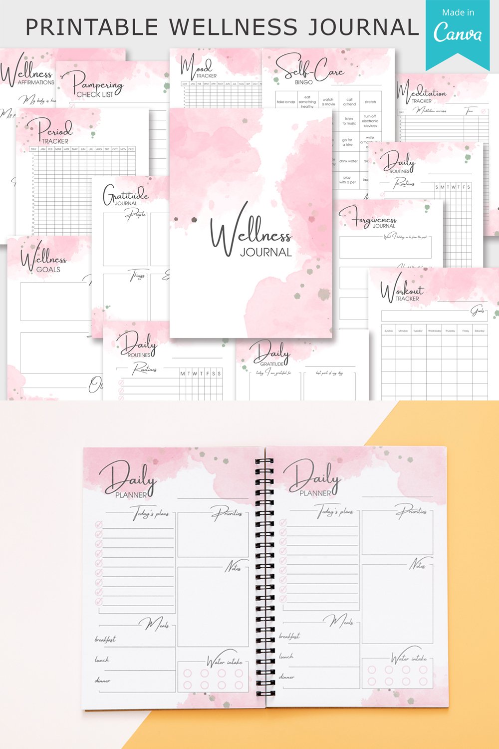 Self Care Planner Printable, Wellness Planner