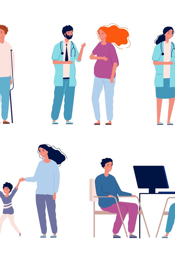 Hospital patients. Doctors consulting dialog with patients h