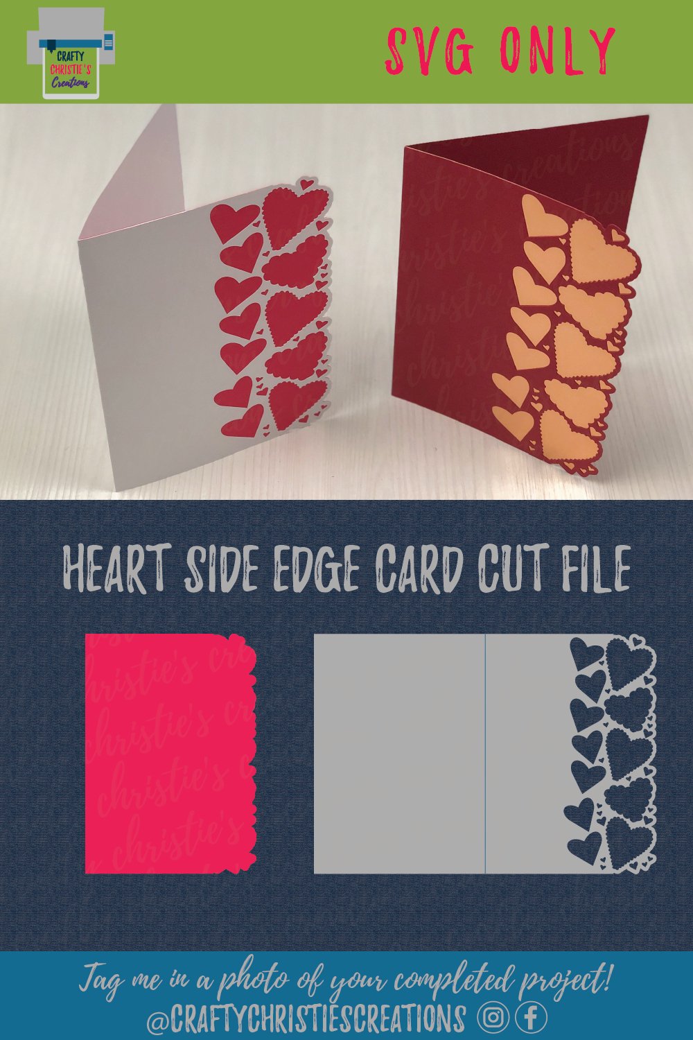 Heart Side Edge Card SVG - Valentine's Day Card SVG