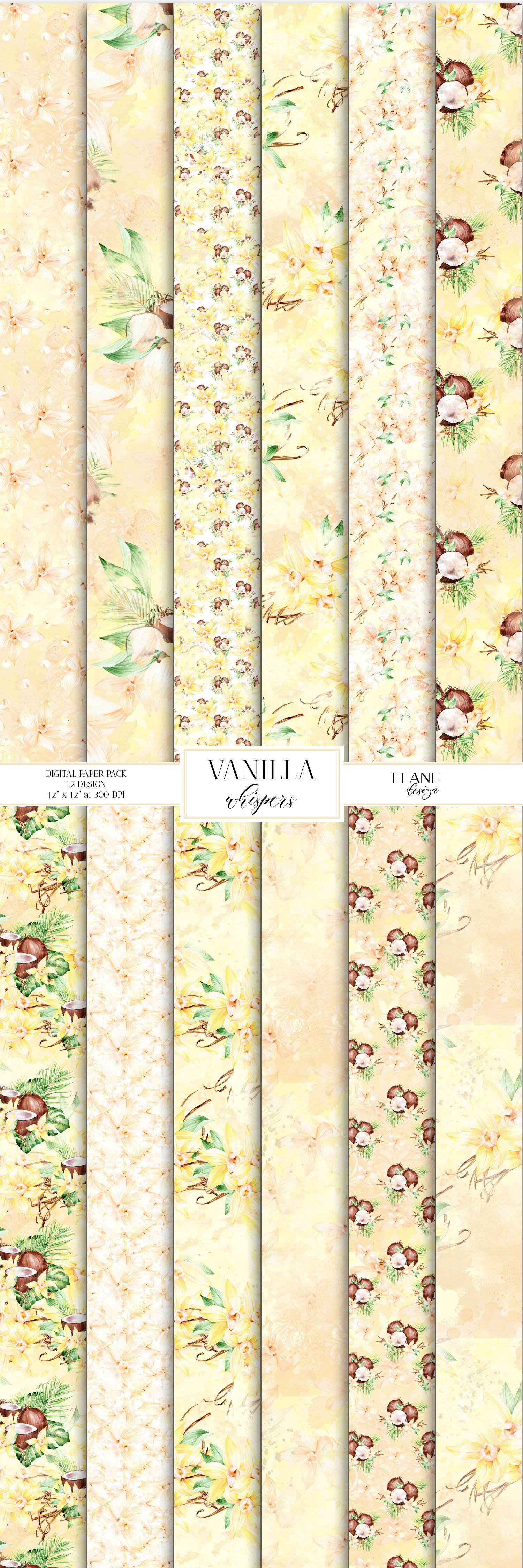 Vanilla Flower Digital Paper, Coconut Designs, Exotic Papers