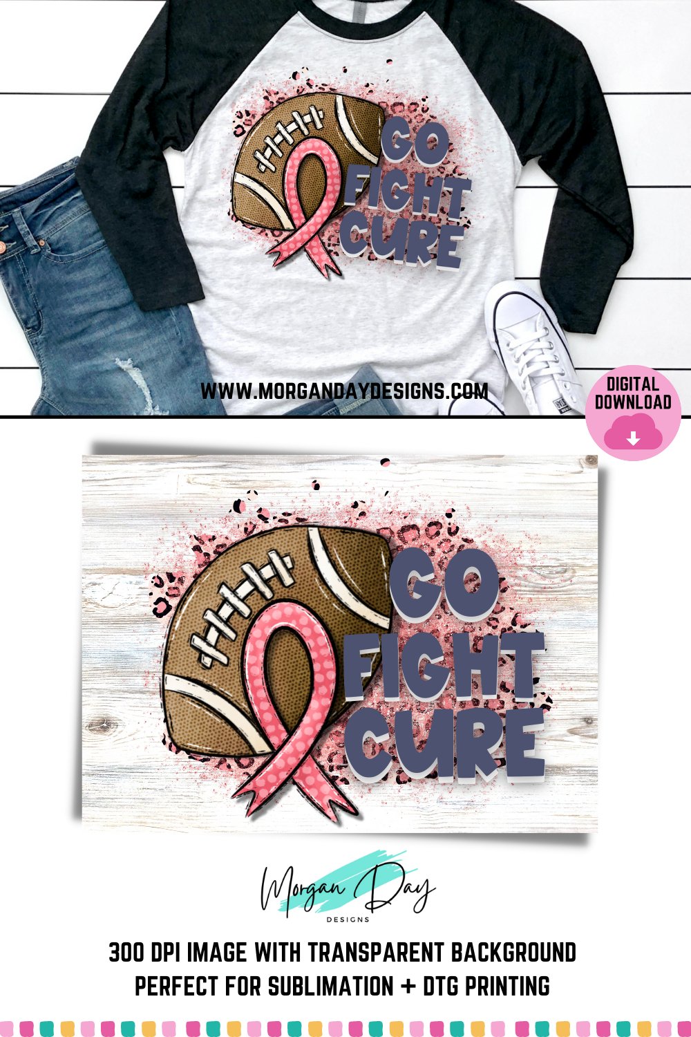 Go Fight Cure Breast Cancer Awareness Sublimation Design