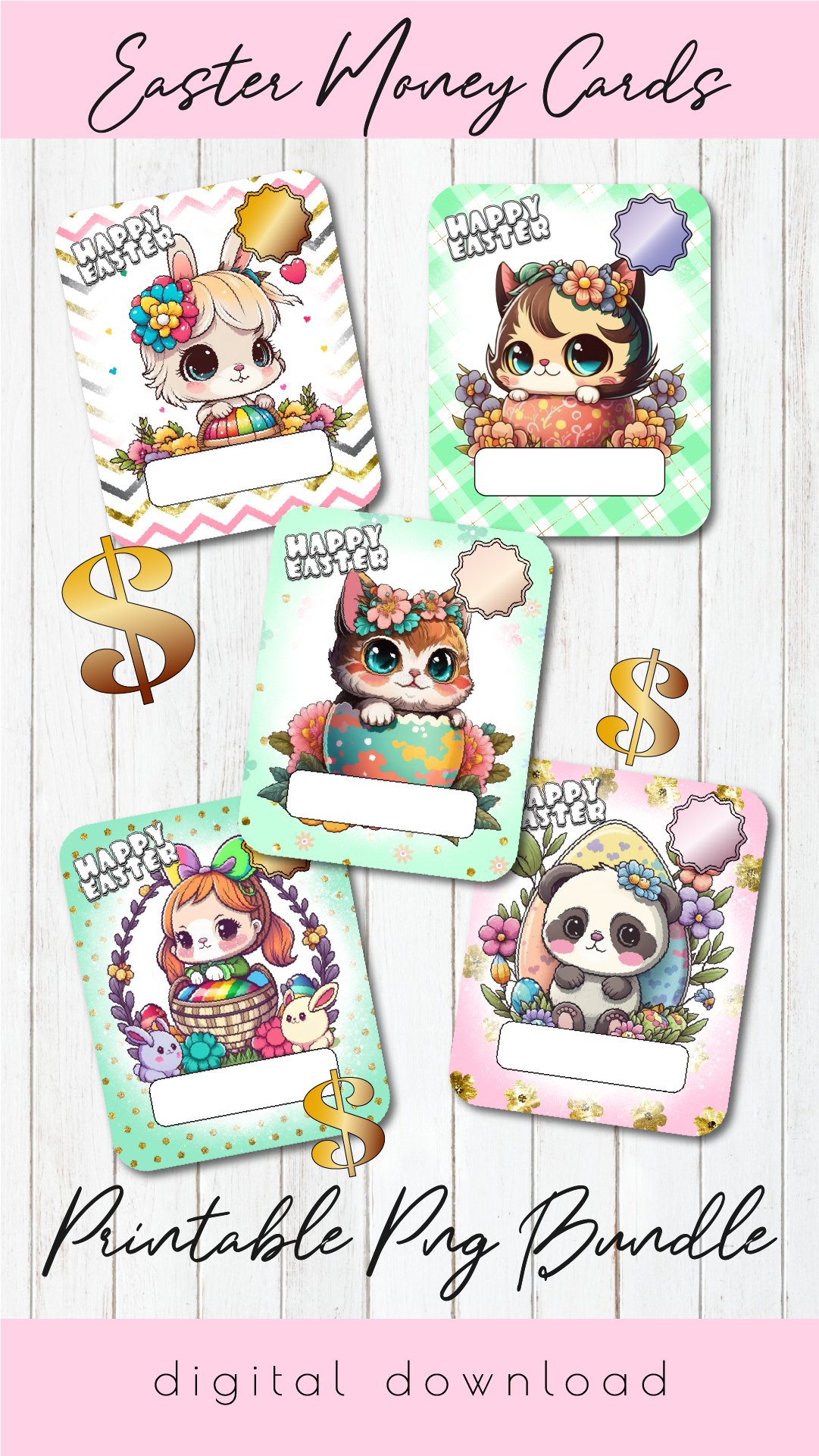 Easter Money Card Printable | Happy Easter Bunny Card Holder