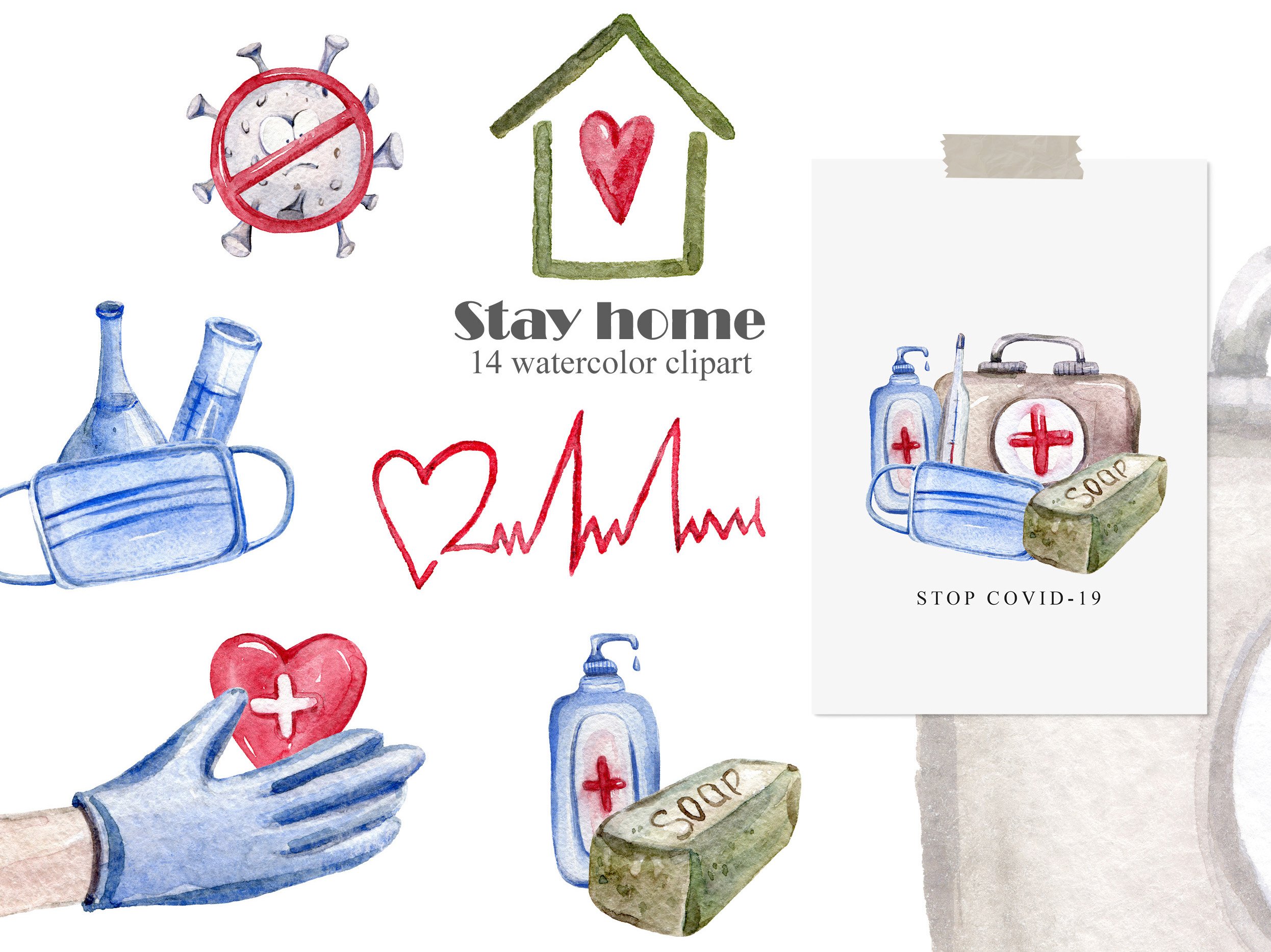 Coronavirus Quarantine clipart. Stop covid, stay home