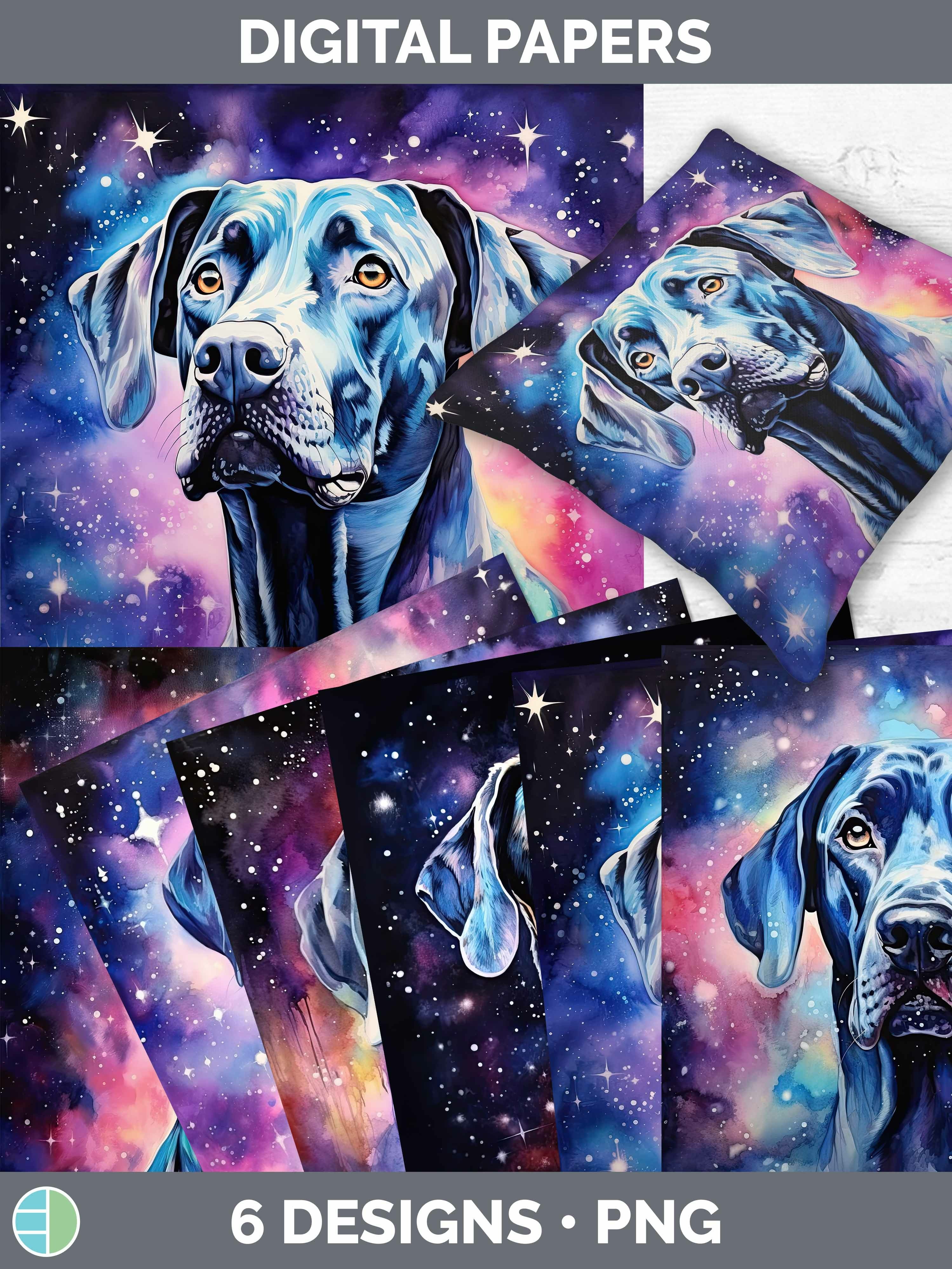 Galaxy Great Dane Dog Paper Backgrounds | Bundle Digital Scr