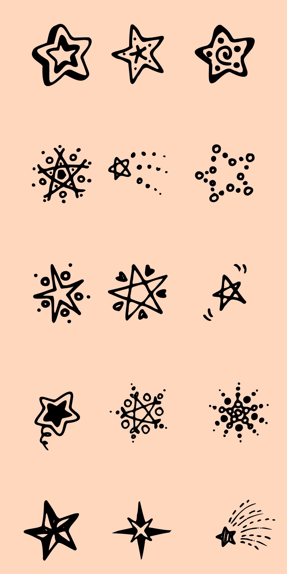 Doodle Stars Clip Art PNG vector icons outline
