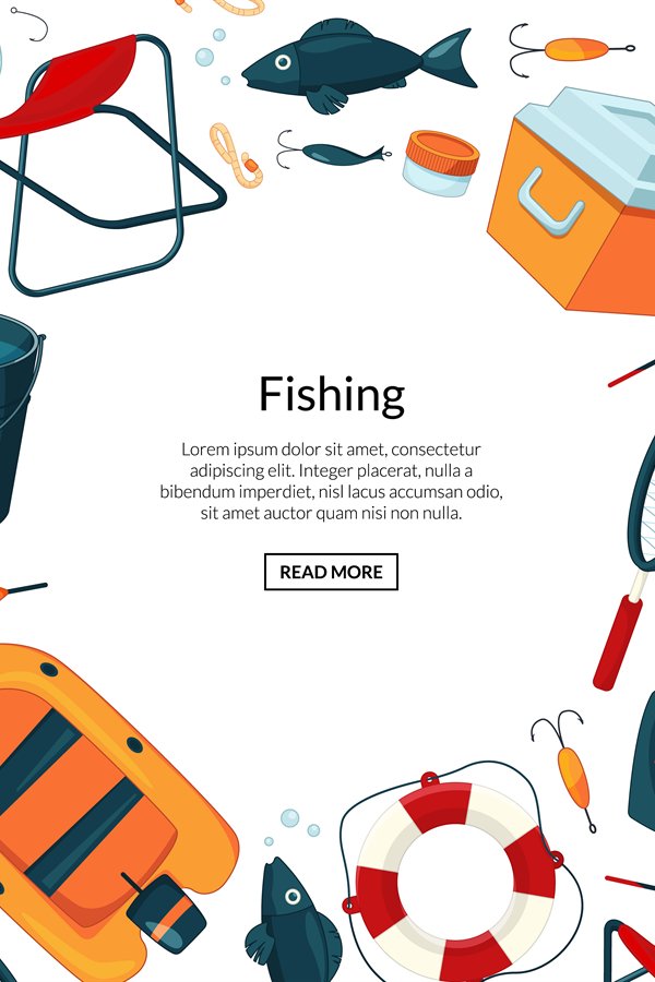 Vector background fishing equipment