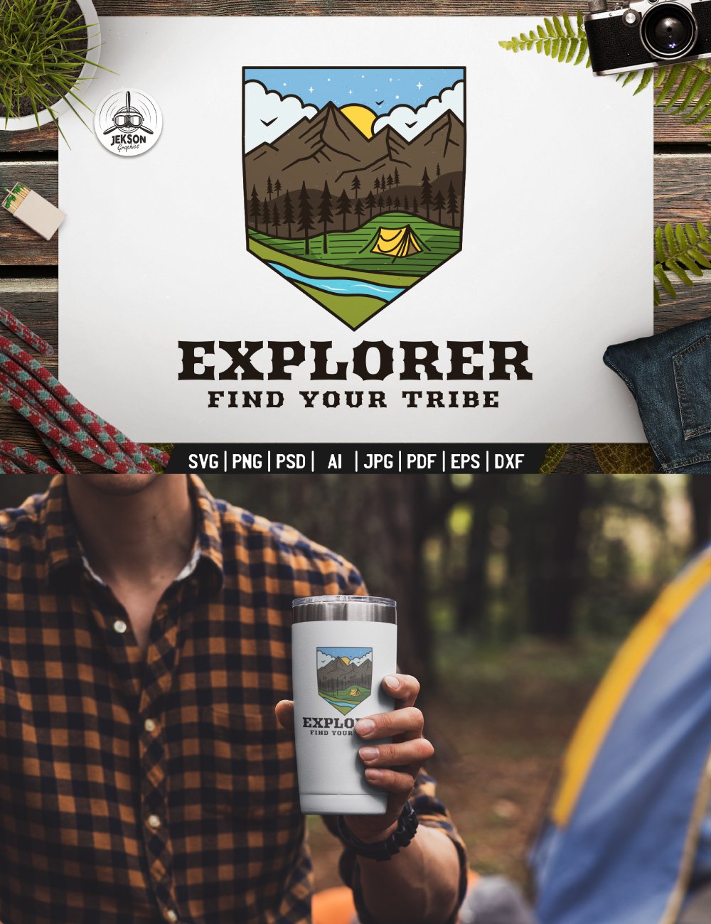 Explorer Adventure SVG Logo Camping Emblem Template DXF PNG