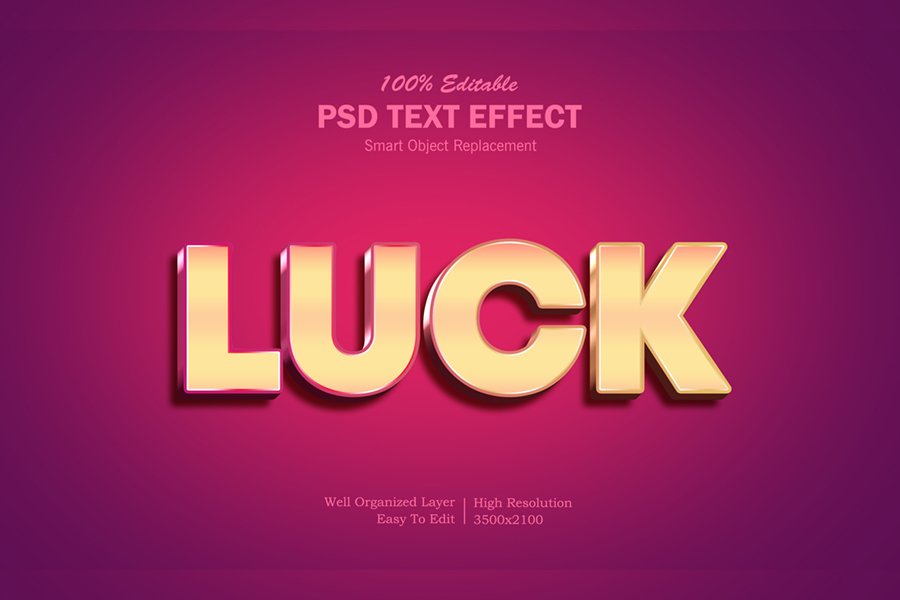 Luck Gold gradient Editable PSD Text Effect