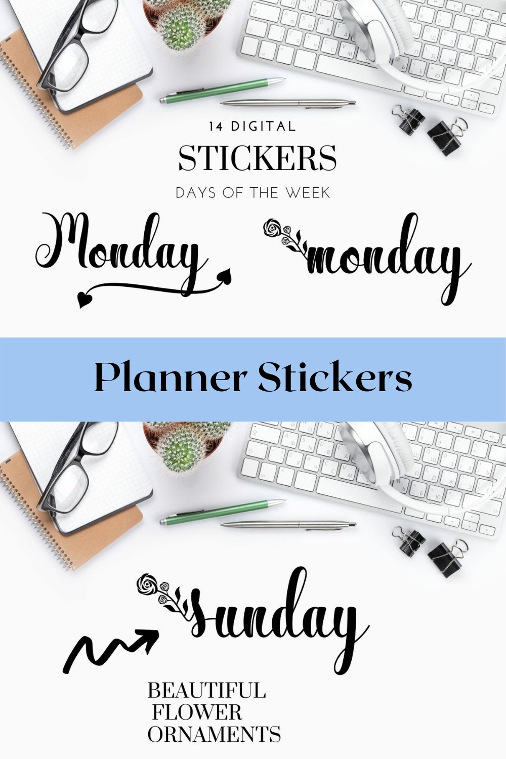 Black Days of the Week Script Stickers (2558695)