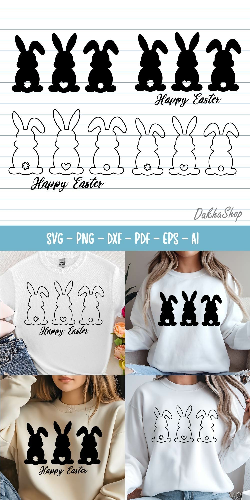 Happy Easter Svg, Easter Svg, Cute Easter Bunny (5190688)