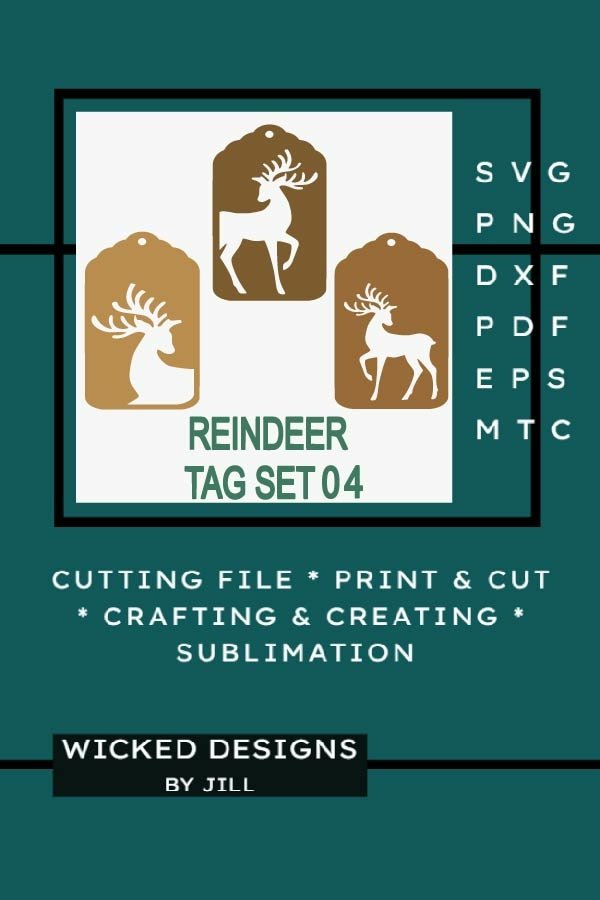 Christmas Winter Reindeer 01 Tag SET 4 SVG Cut File Bundle