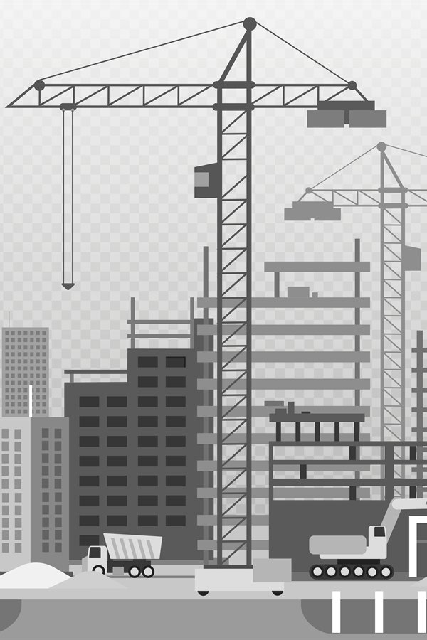 Work process of buildings construction and machinery isolate