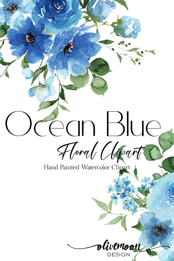 Blue Watercolor Flowers Clipart Floral Clip Art Bouquets PNG