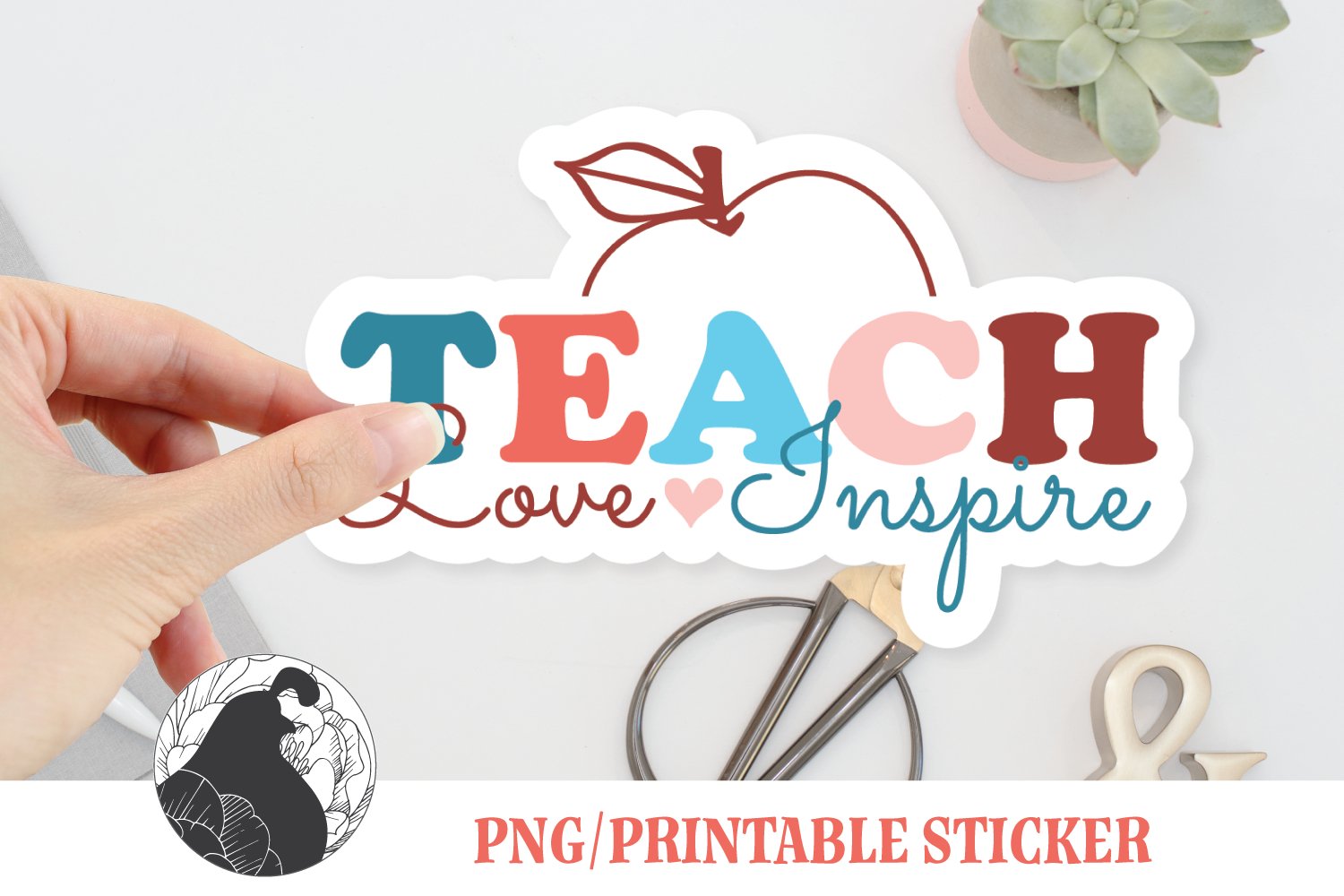 Teacher PNG, Teach Love Inspire Digital Sticker