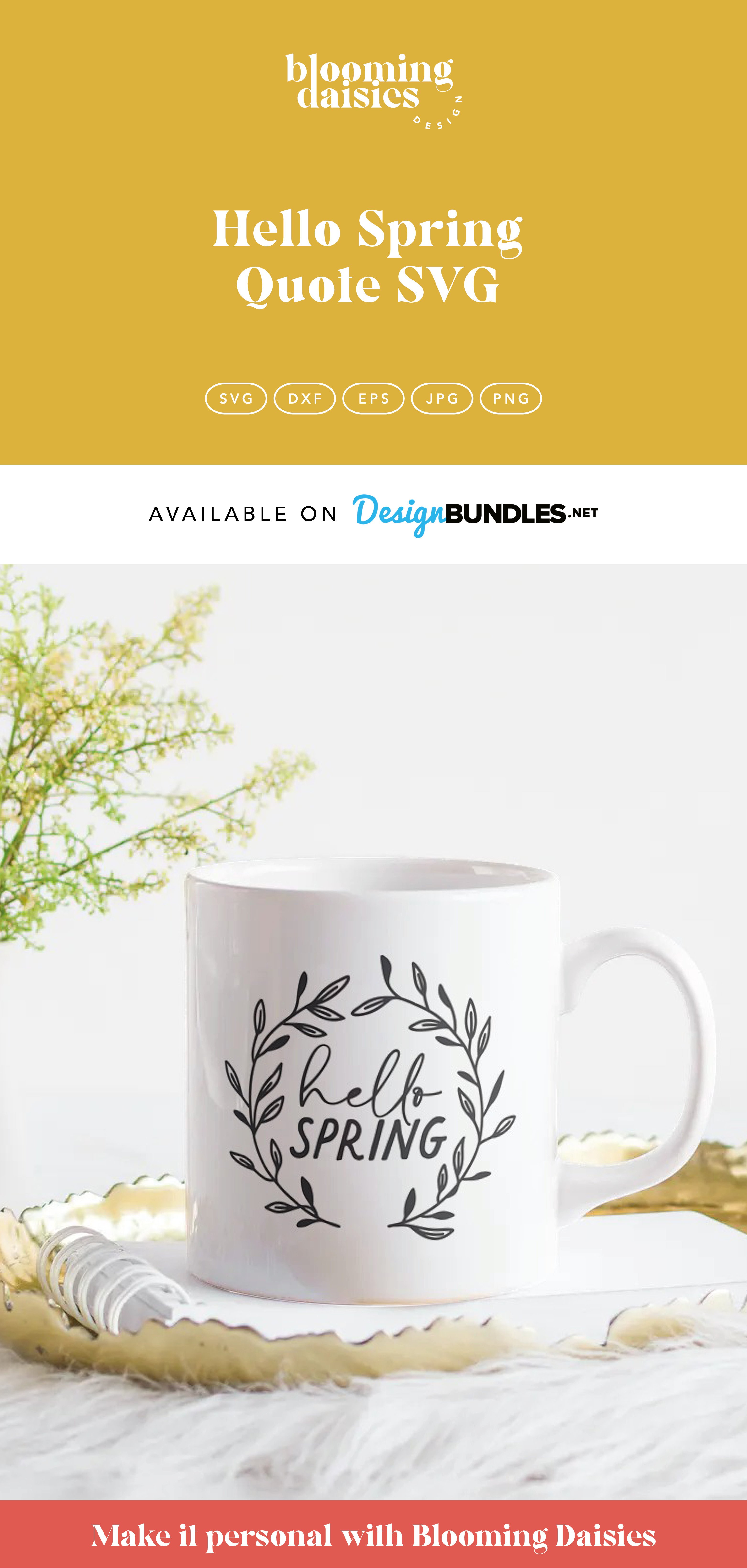 Hello Spring Cutting File | Spring Wreath Quote SVG