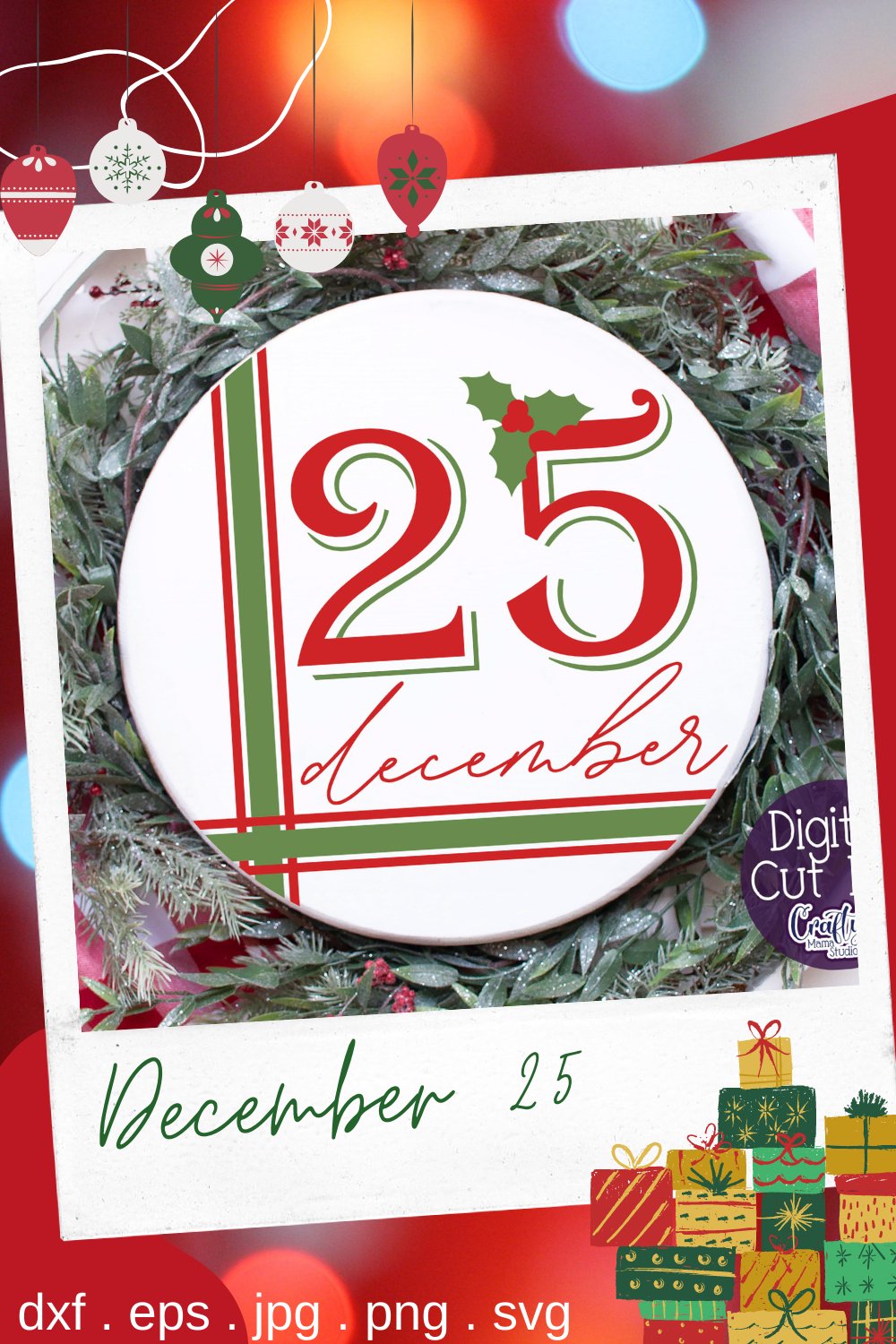 December 25 Christmas Round Sign Svg