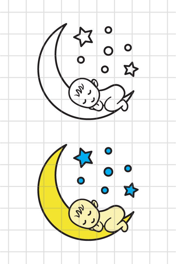 Baby sleeping on moon, baby sleeps, Sweet dream SVG Cut File