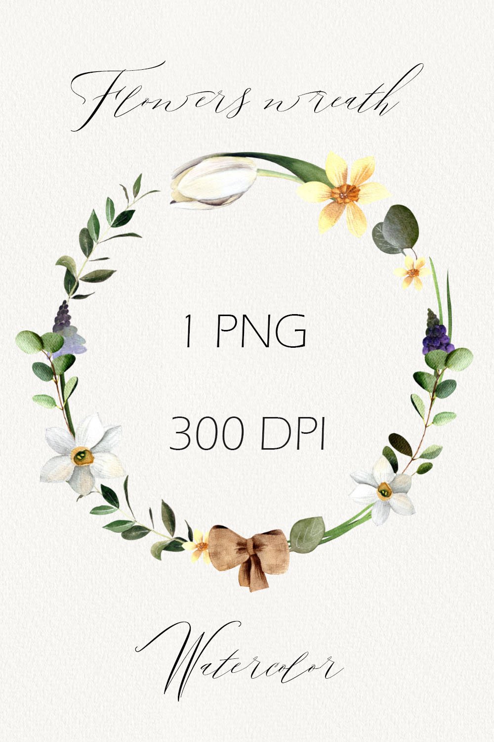 Watercolor spring flower wreath clipart. Floral (1816840)