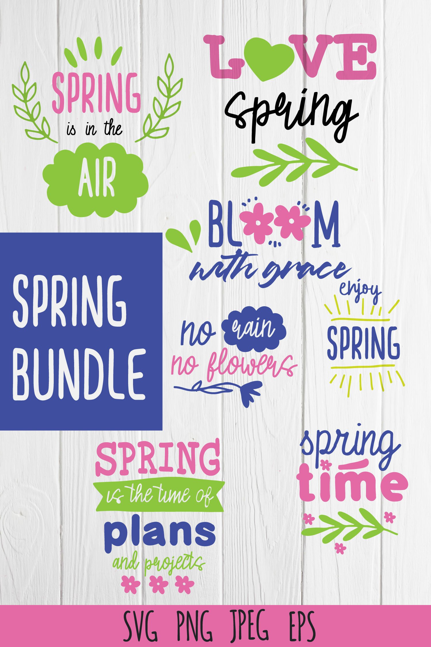 Spring SVG. Spring bundle. Positive spring designs