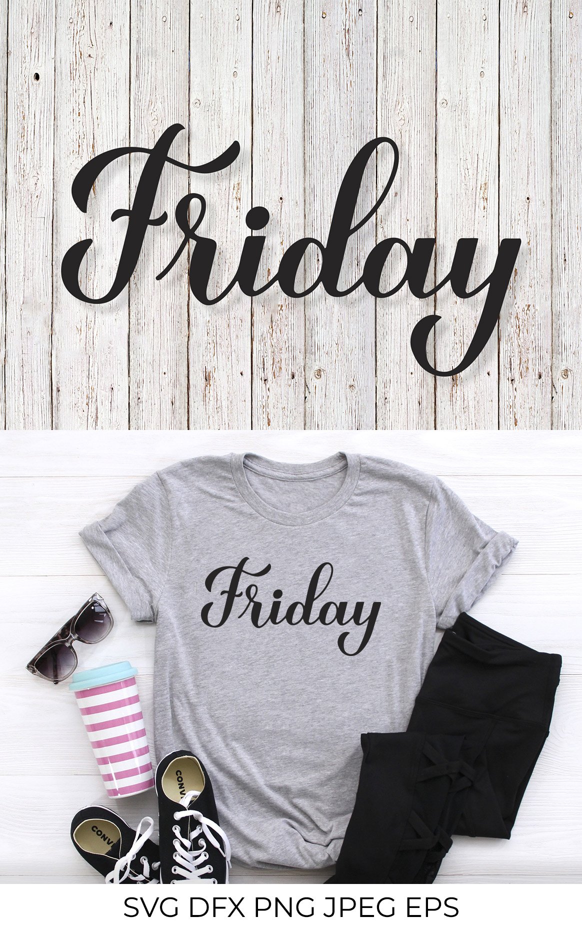 Friday SVG. Calligraphy hand lettering weekdays cut file